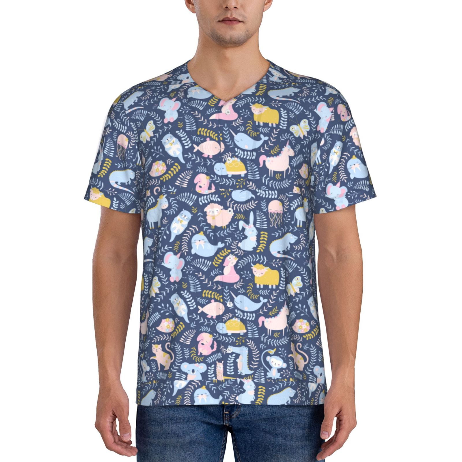 Derioi Cute Baby Animals for Men's Baseball T-shirt Short Sleeves ...