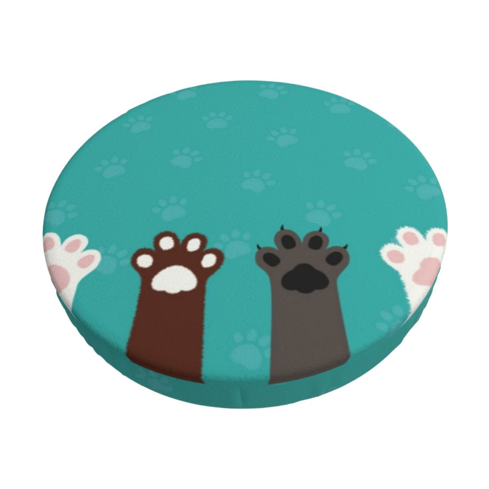Derioi Cute Cat Paw And Dog for Round Bar Chair Cushion Cover Round ...