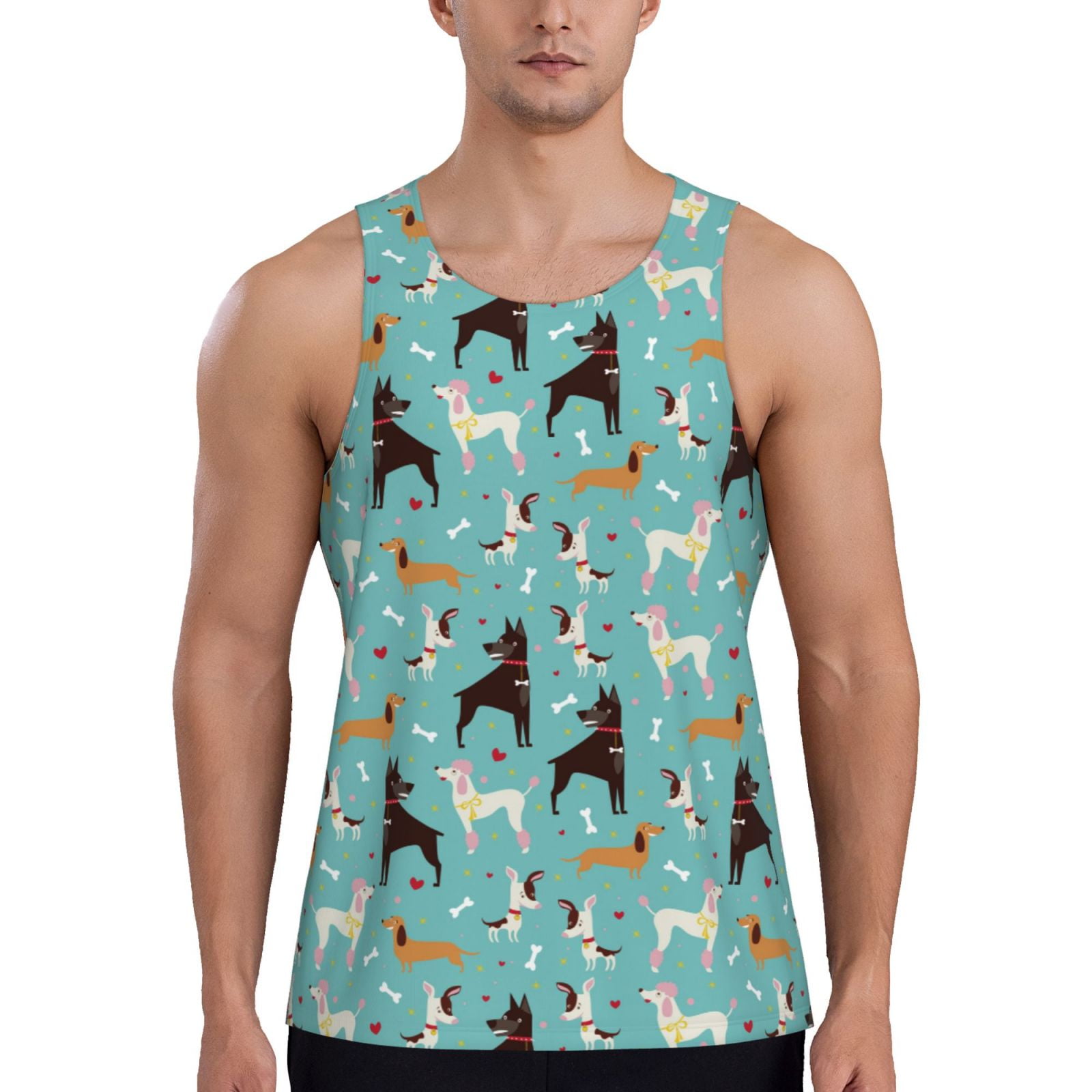 Derioi Cute Dog for Men's Workout Tank Top Muscle Gym Shirt for Men-XX ...