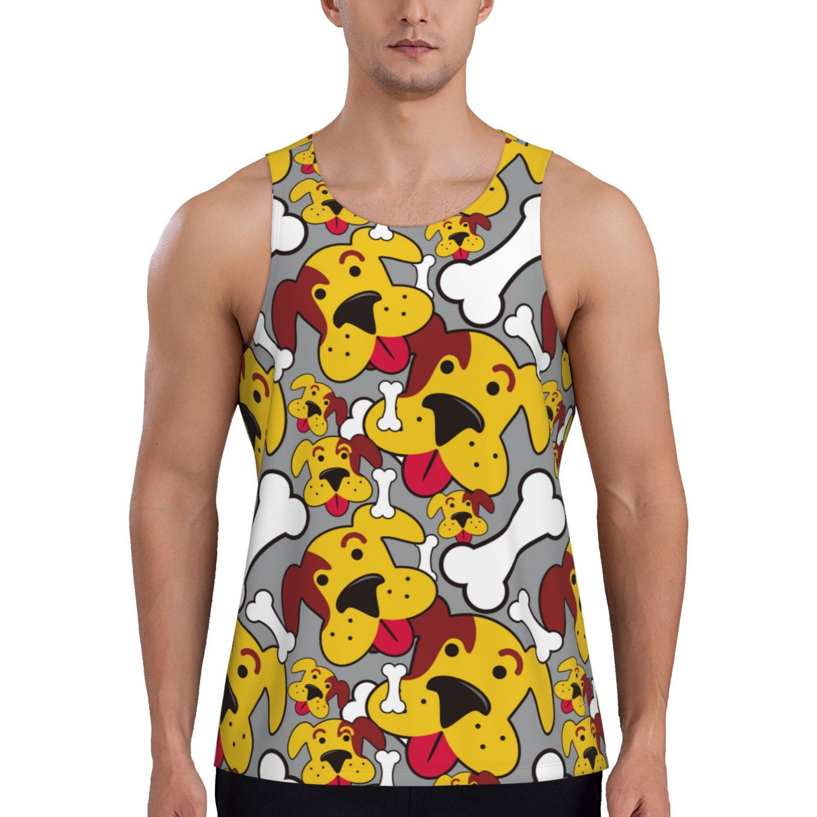 Derioi Cute Dog for Men's Workout Tank Top Muscle Gym Shirt for Men-XX ...