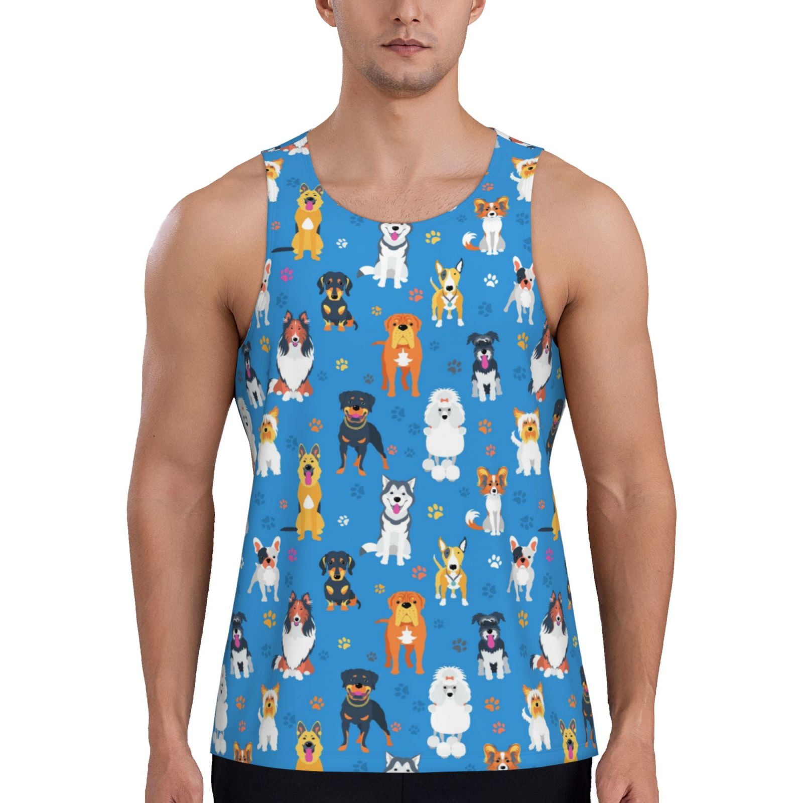 Derioi Cute Dogs for Men's Workout Tank Top Muscle Gym Shirt for Men ...
