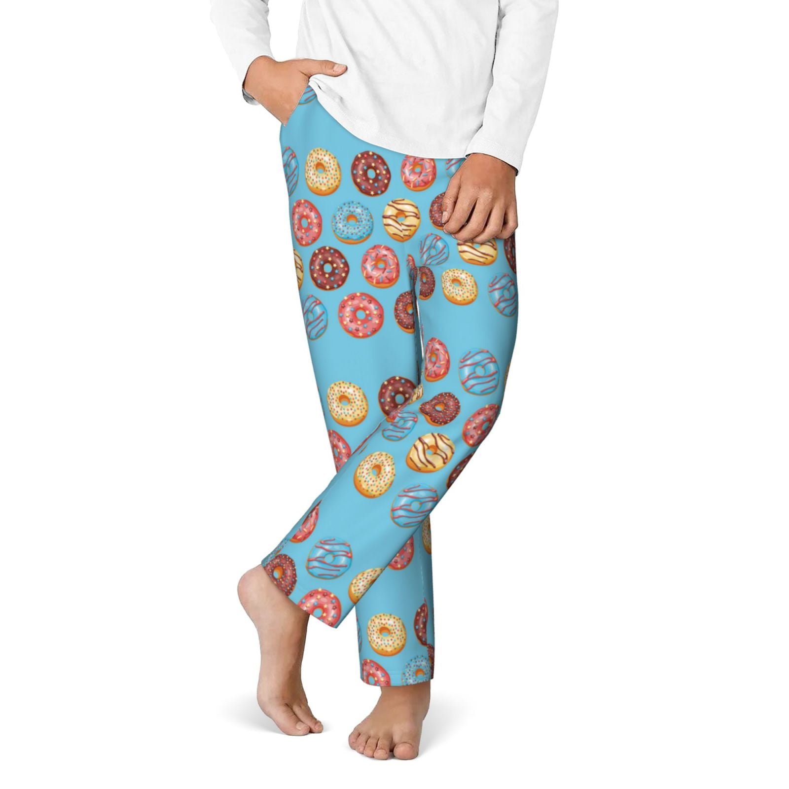 Derioi Cute Donut for Pajama Pants Men Elastic Waistband Sleep Pajama ...