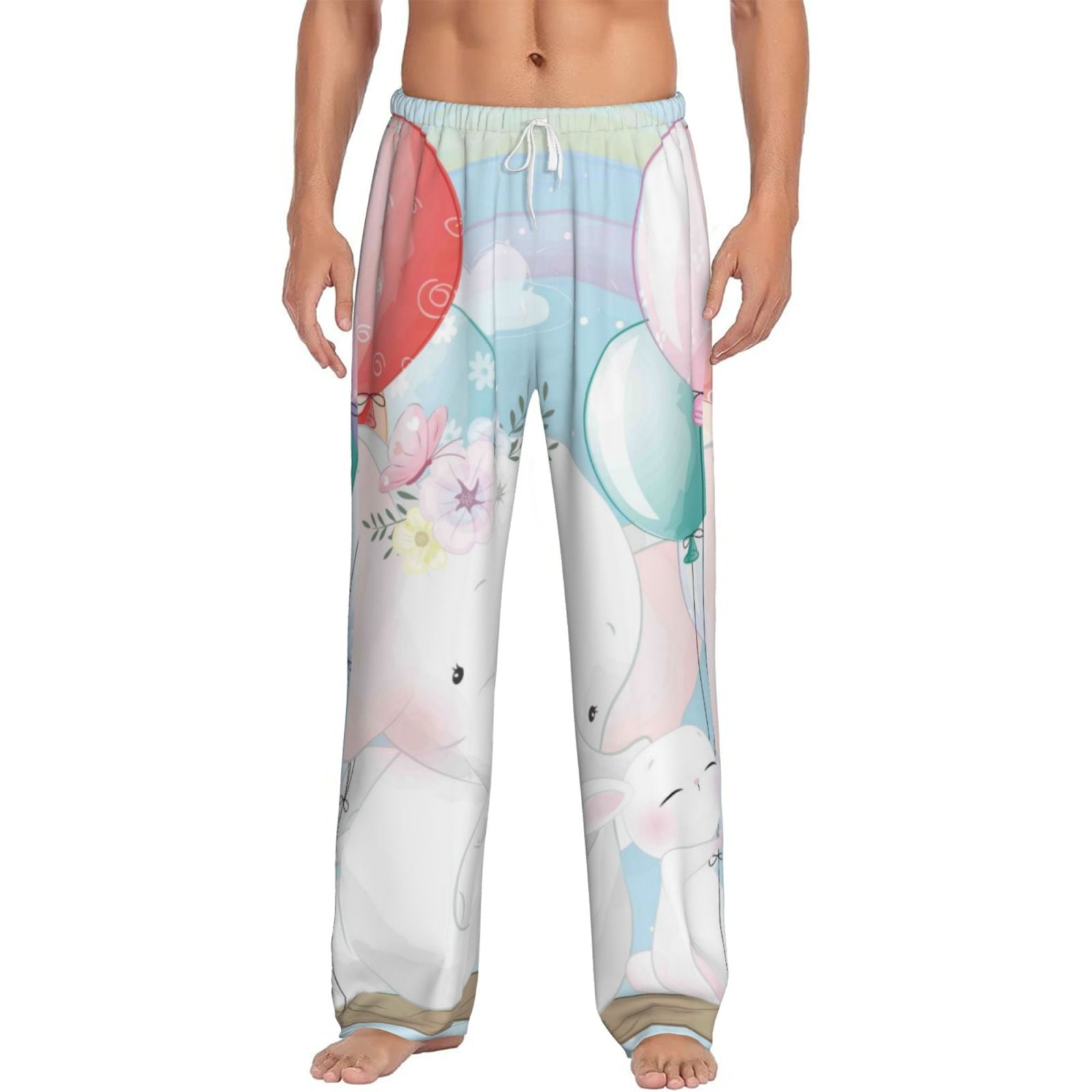 Derioi Cute Elephant for Men's Pajama Pants with Pockets and Drawstring ...