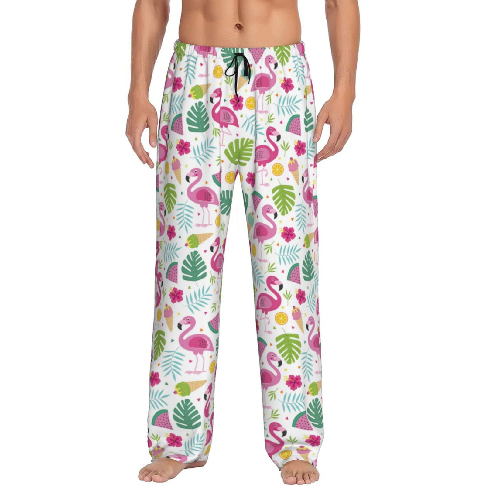 Derioi Cute Flamingo for Men's Pajama Pants with Pockets and Drawstring Lounge Pants Sleepwear ...