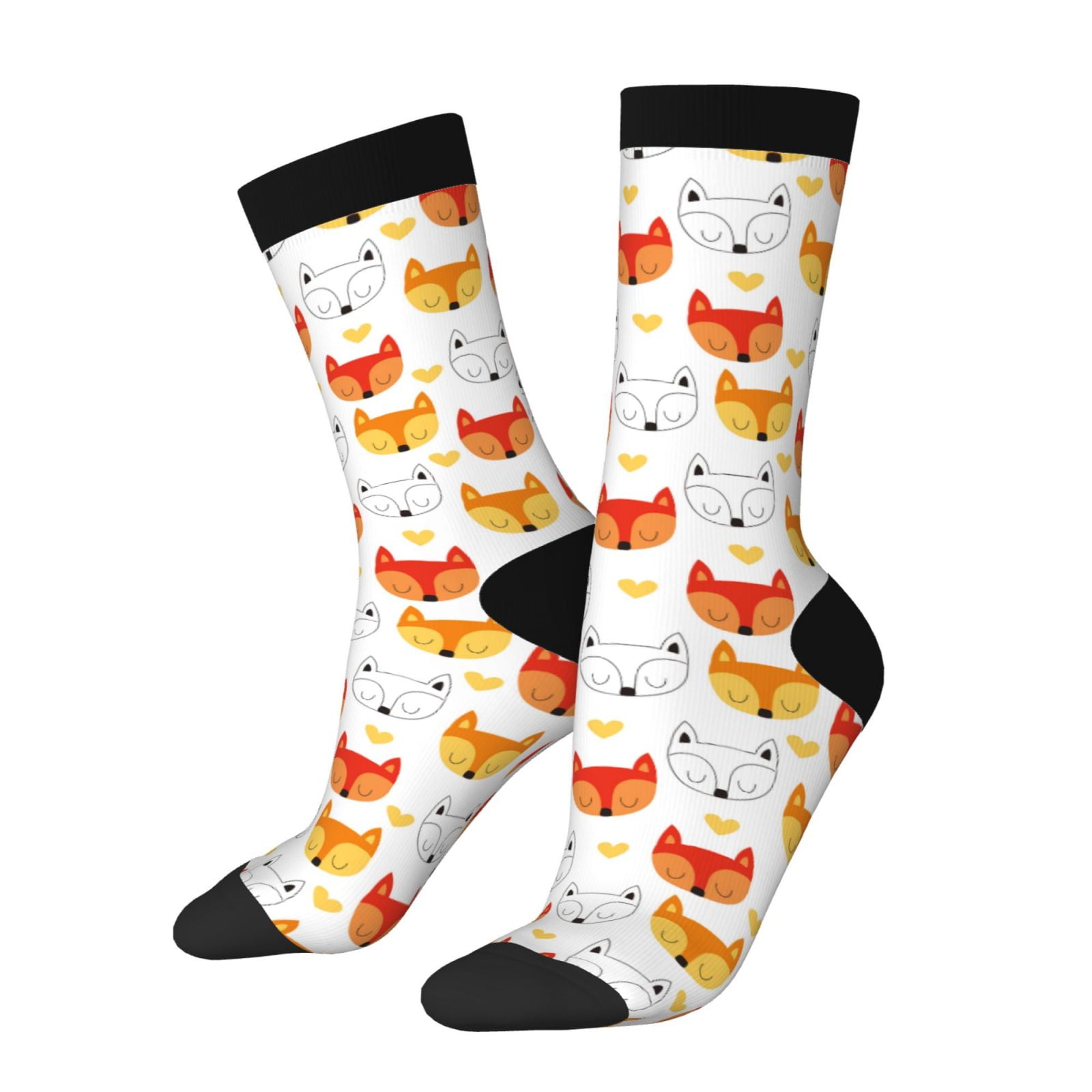 Derioi Cute Fox with Heart Printed Middle Tube Socks for Adults for ...
