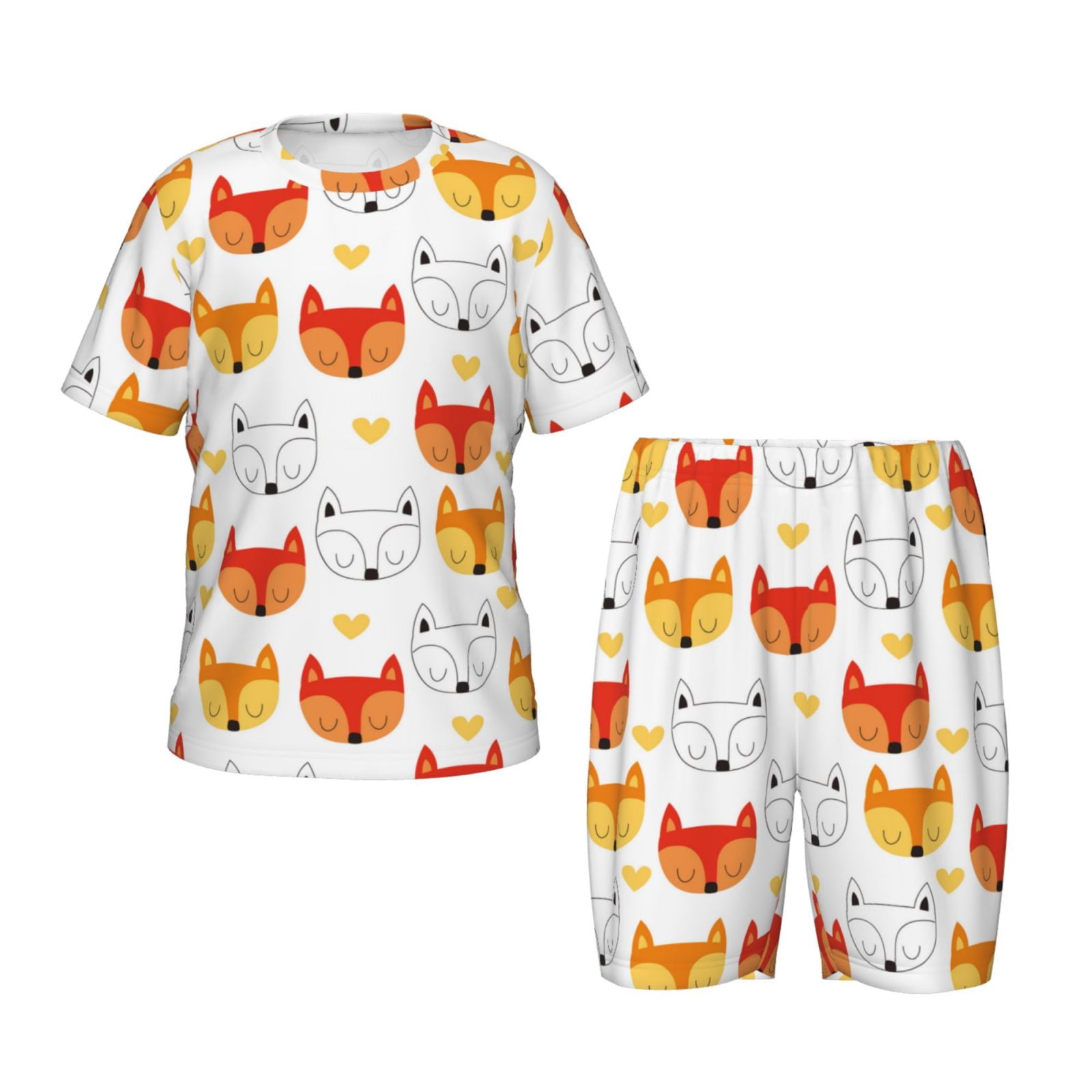 Derioi Cute Fox with Heart for Short-Sleeved Summer Pajama Set for ...