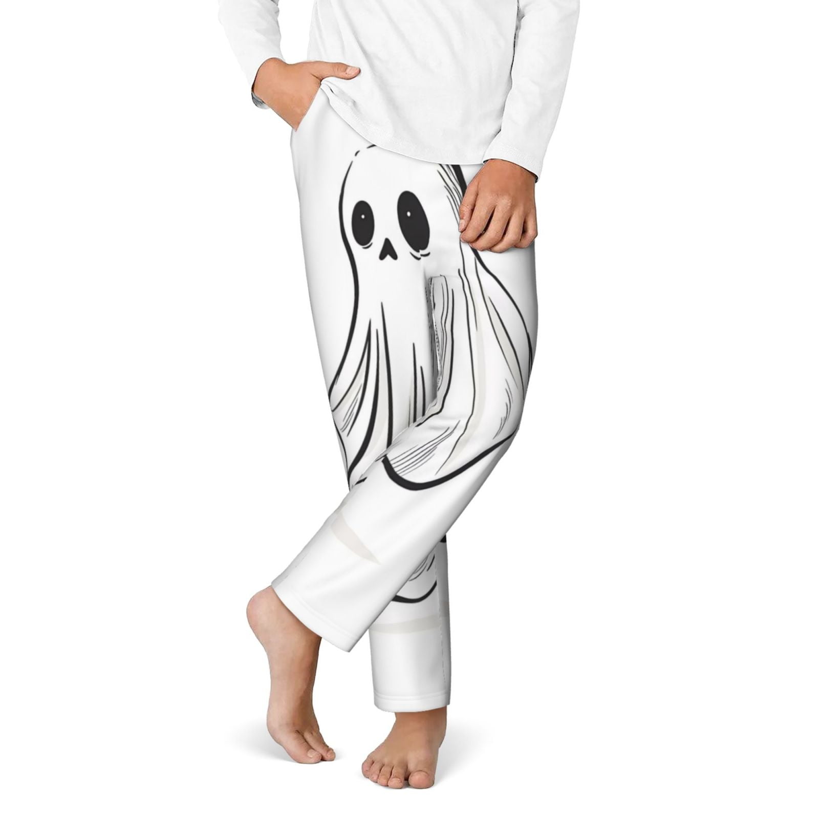Derioi Cute Ghost Simple Drawing for Pajama Pants Men Elastic Waistband ...