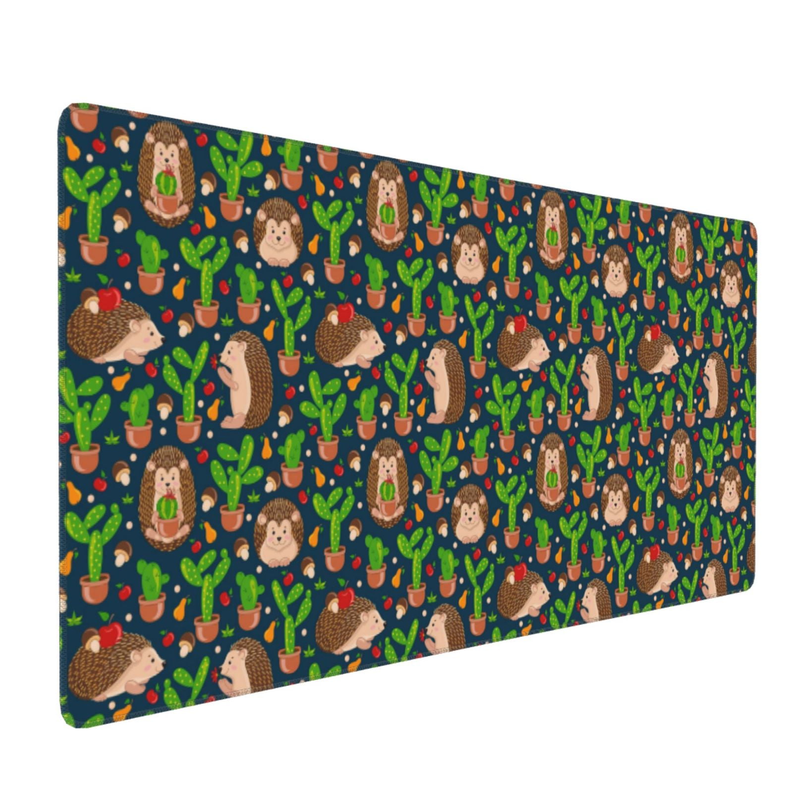 Derioi Cute Hedgehogs Cactus Blue for Large Non-Slip Gaming Mouse Pad ...