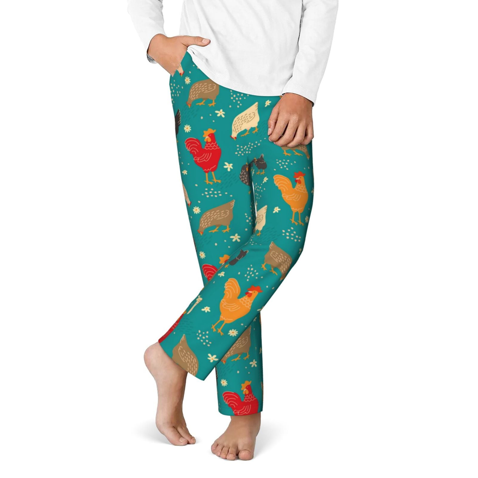 Derioi Cute Hens And Rooster for Pajama Pants Men Elastic Waistband ...