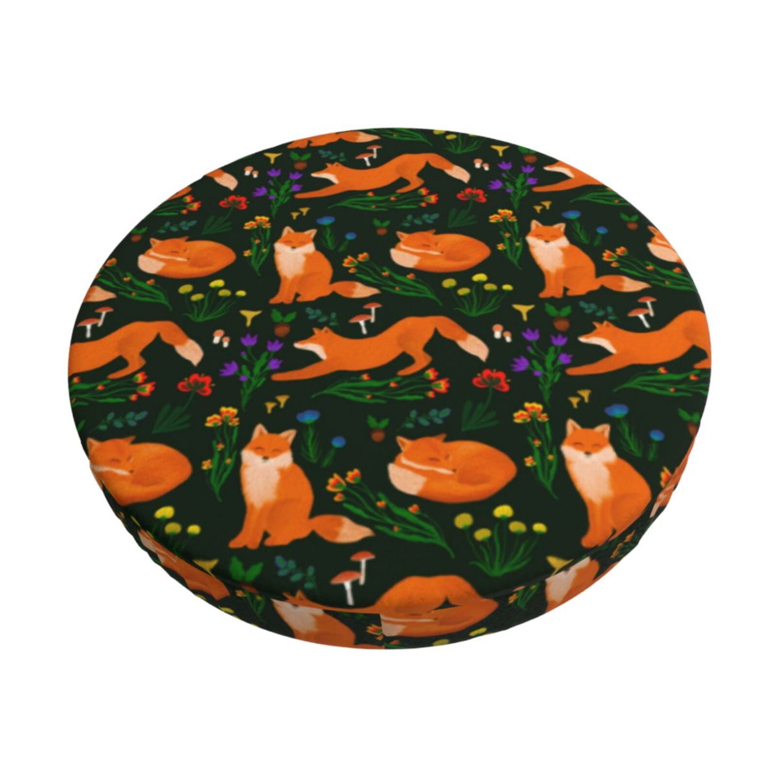 Derioi Cute Little Foxes for Round Bar Chair Cushion Cover Round Stool ...