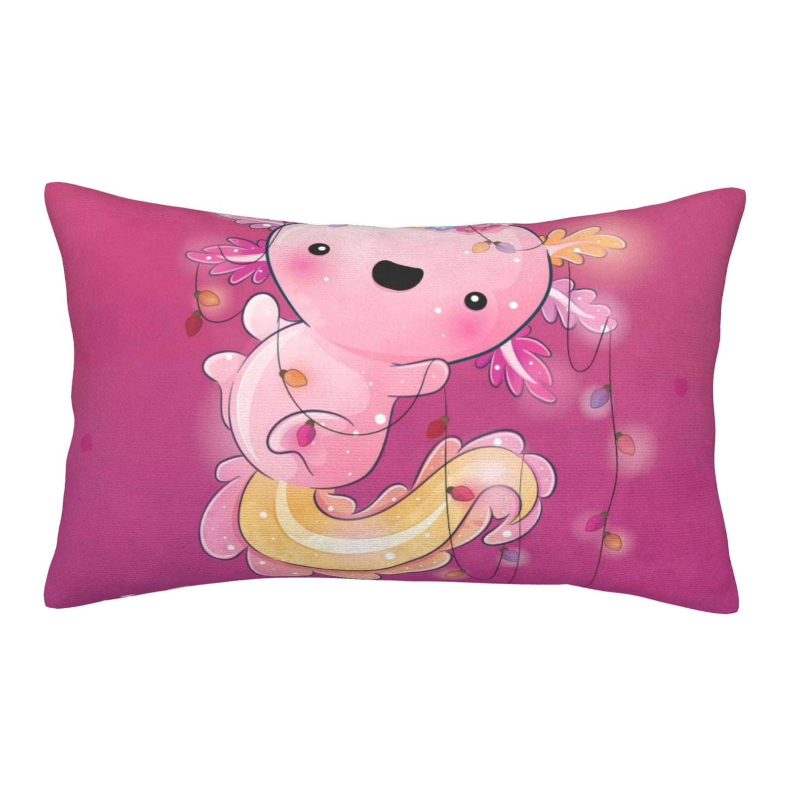 Derioi Cute Pink Axolotl A for Double-sided Pillow Cover with Concealed ...