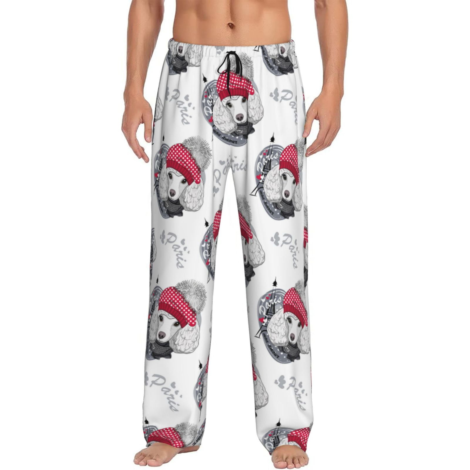 Derioi Cute Poodle Dog for Men's Pajama Pants with Pockets and ...