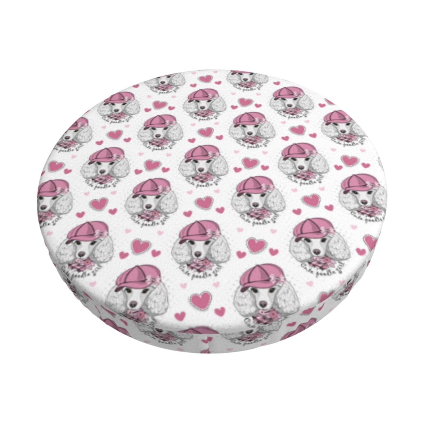 Derioi Cute Poodle Dog for Round Bar Chair Cushion Cover Round Stool ...