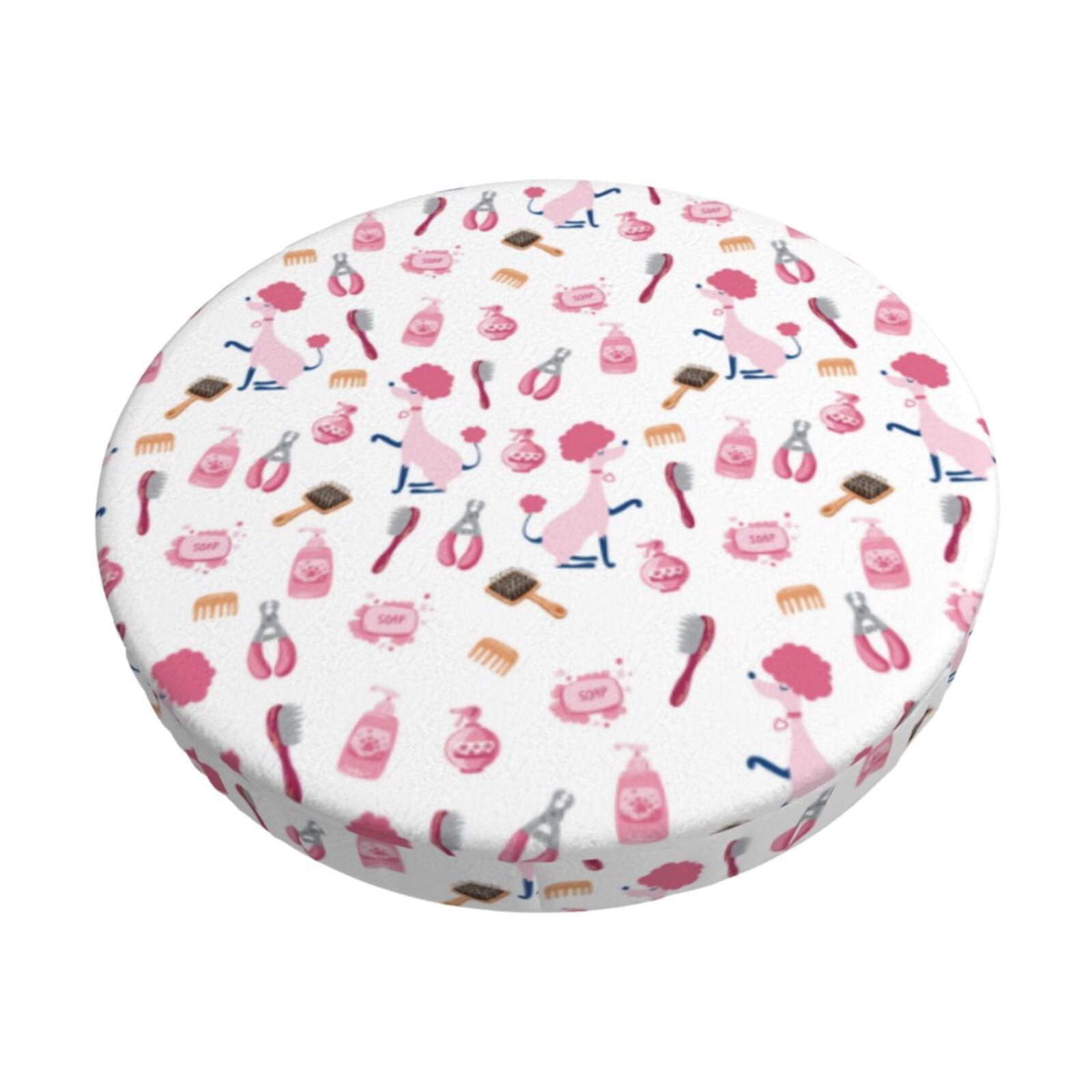Derioi Cute Poodle Dog for Round Bar Chair Cushion Cover Round Stool ...