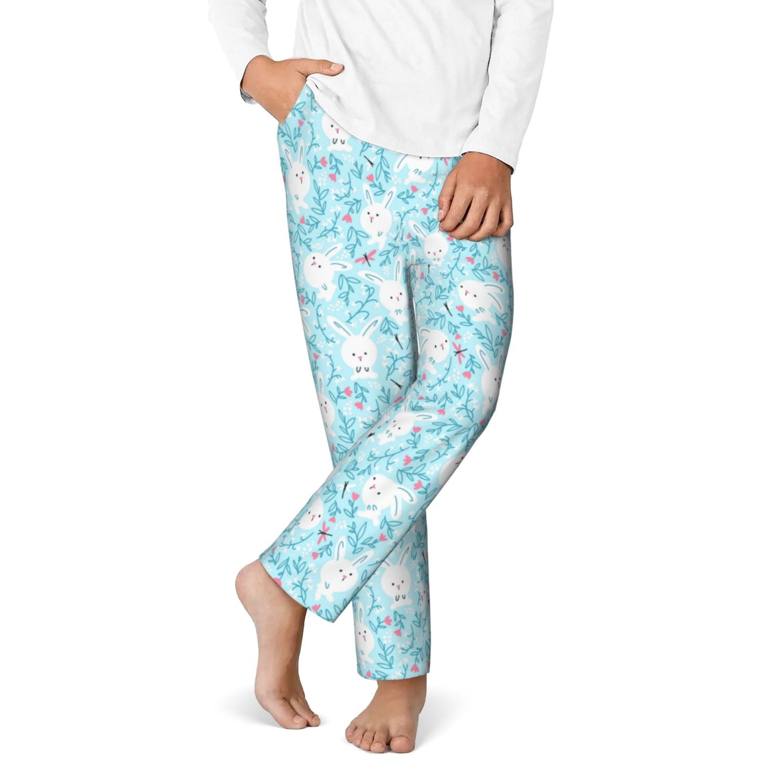 Derioi Cute Rabbit for Pajama Pants Men Elastic Waistband Sleep Pajama ...