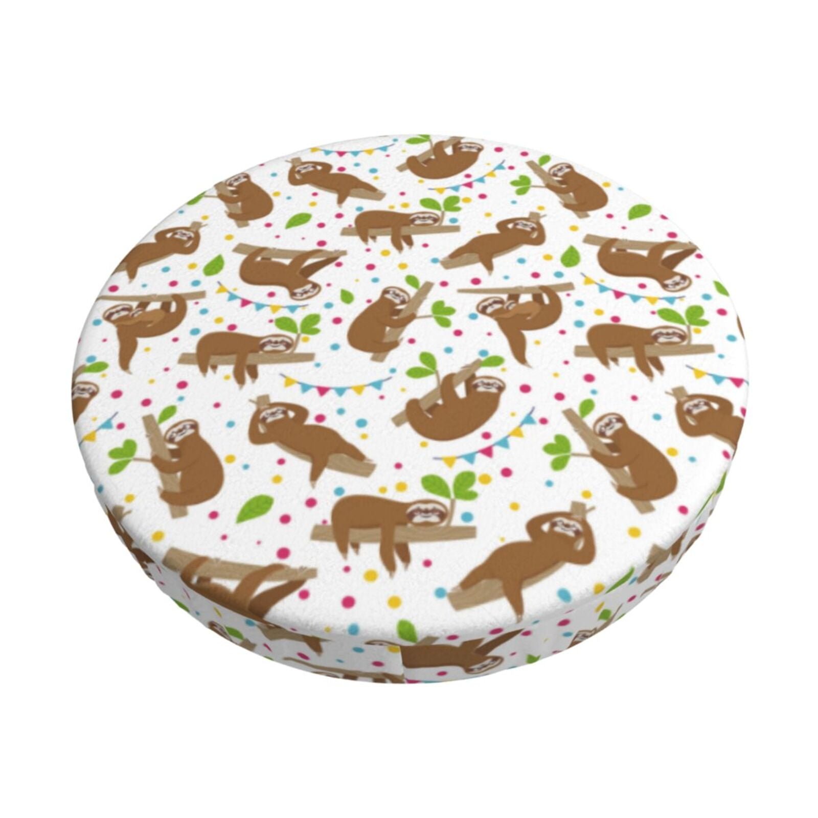 Derioi Cute Sloth for Round Bar Chair Cushion Cover Round Stool Cover ...
