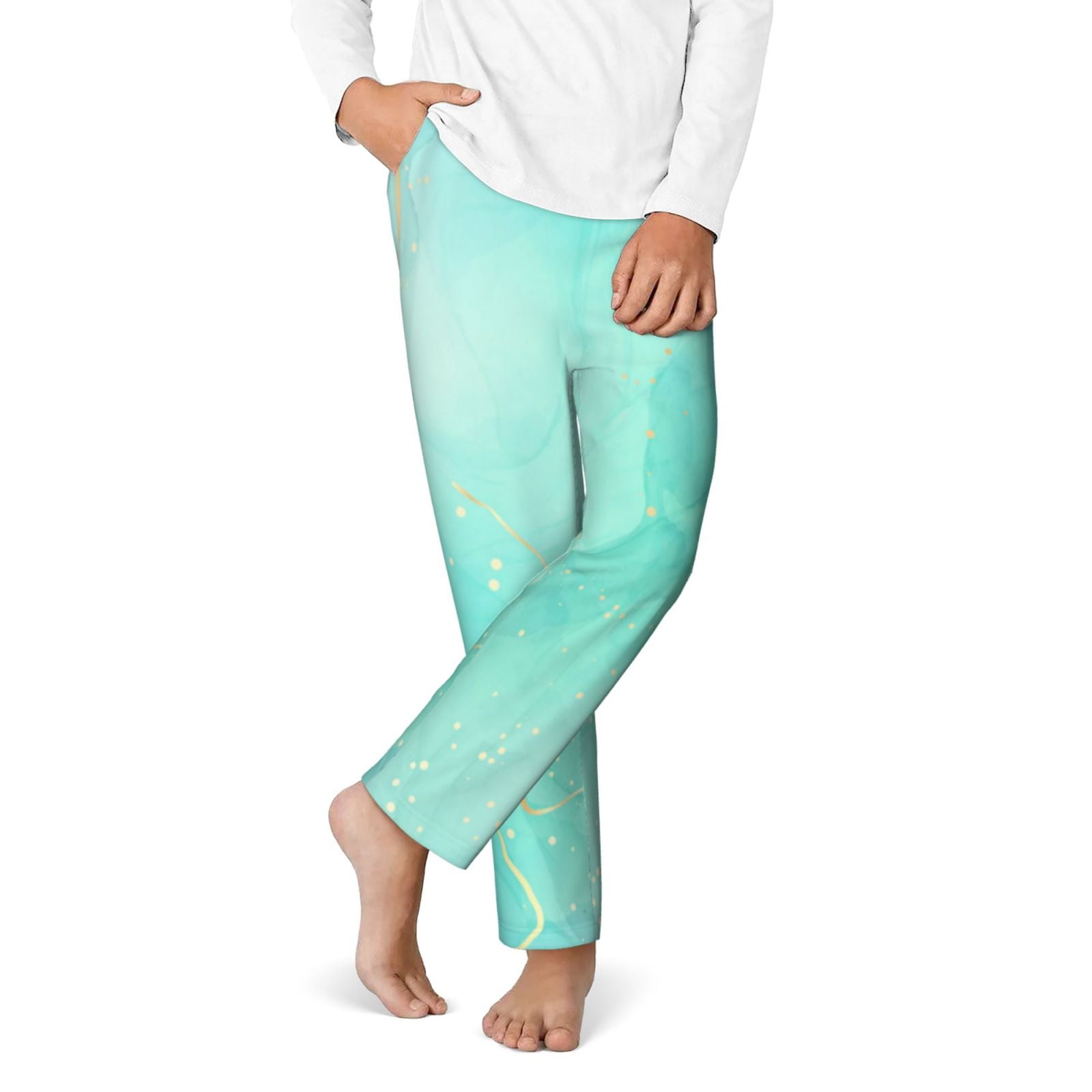 Derioi Cyan Mint Marble for Pajama Pants Men Elastic Waistband Sleep ...