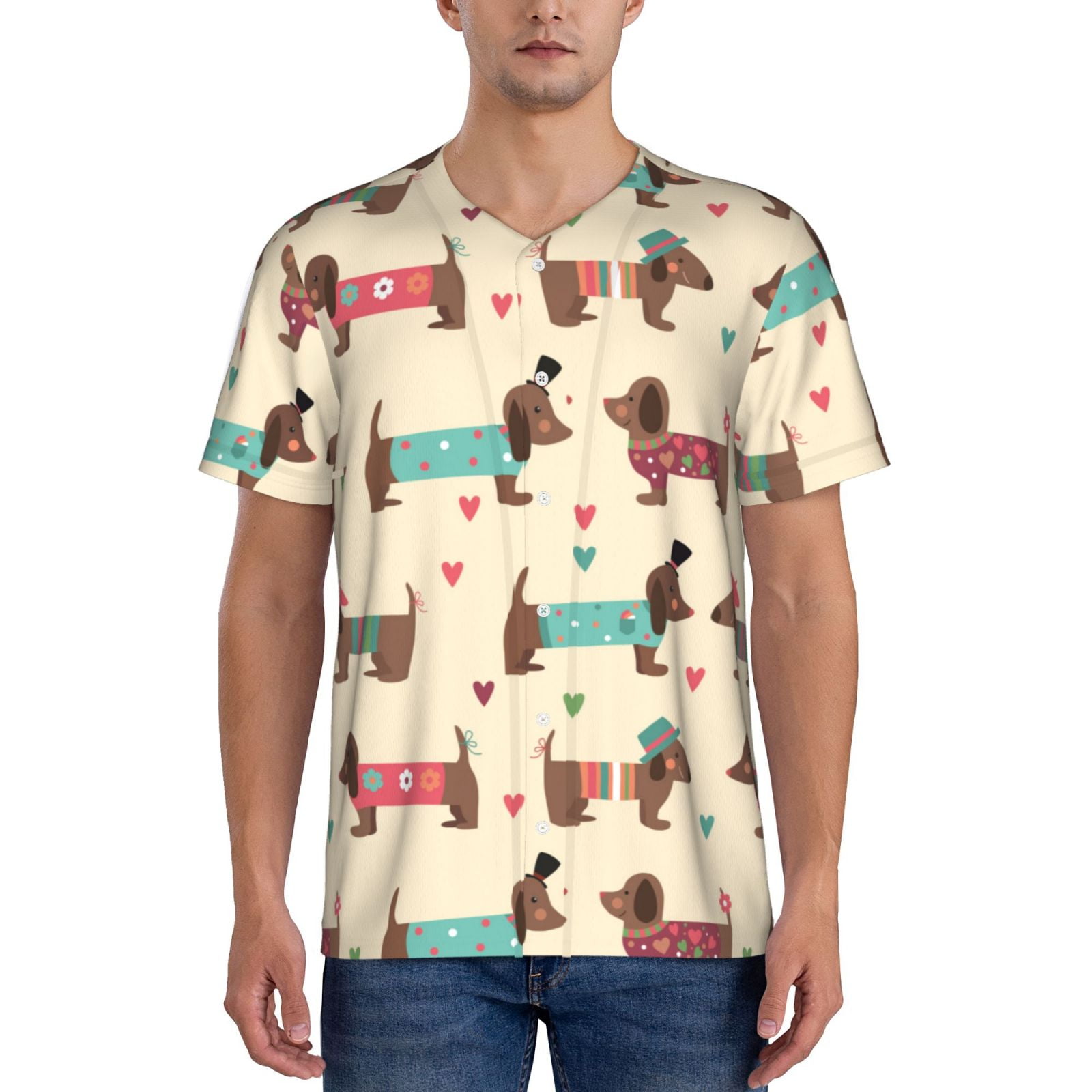 Derioi Dachshund Dog Puppy for Men's Baseball T-shirt Short Sleeves ...