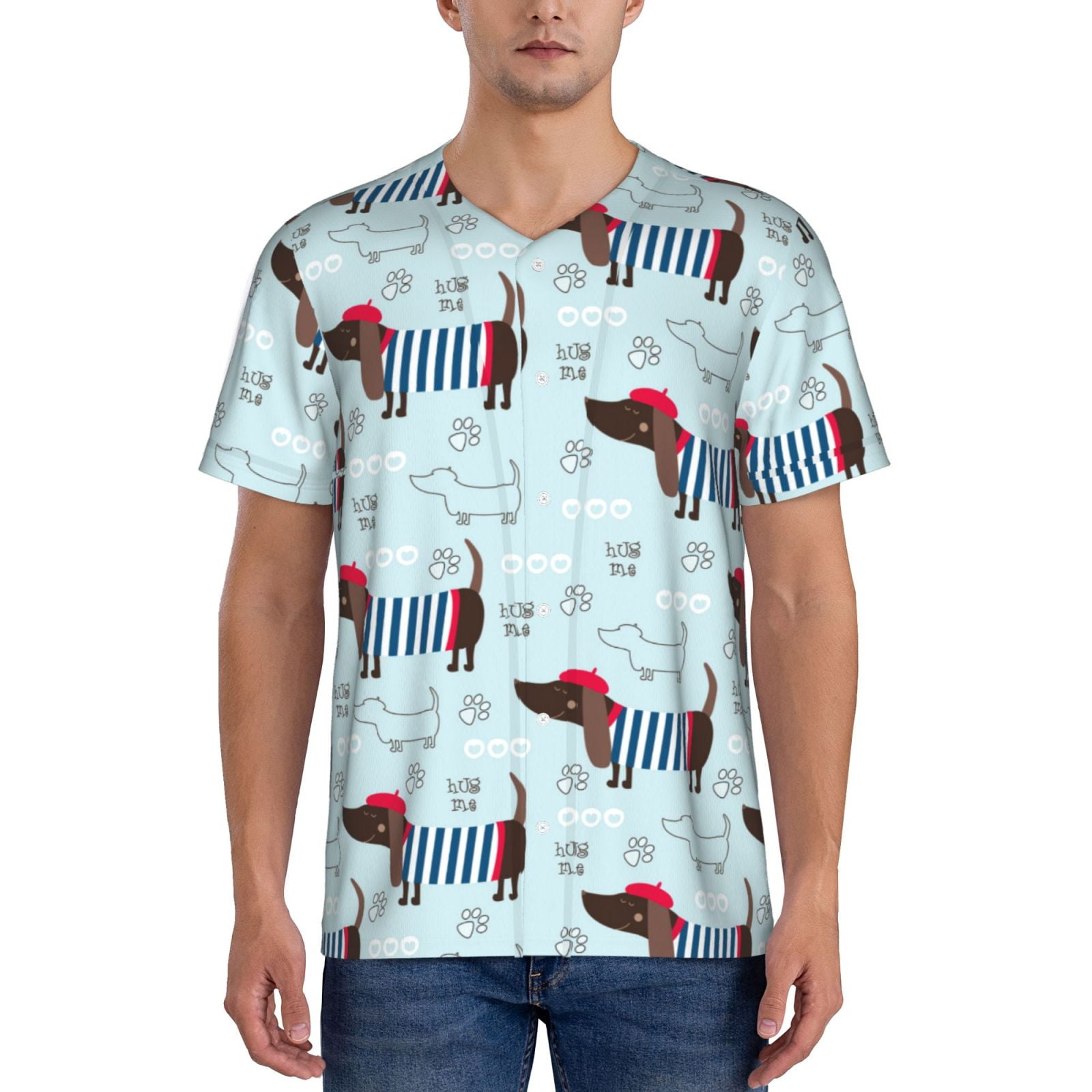 Derioi Dachshund Dog Puppy for Men's Baseball T-shirt Short Sleeves ...