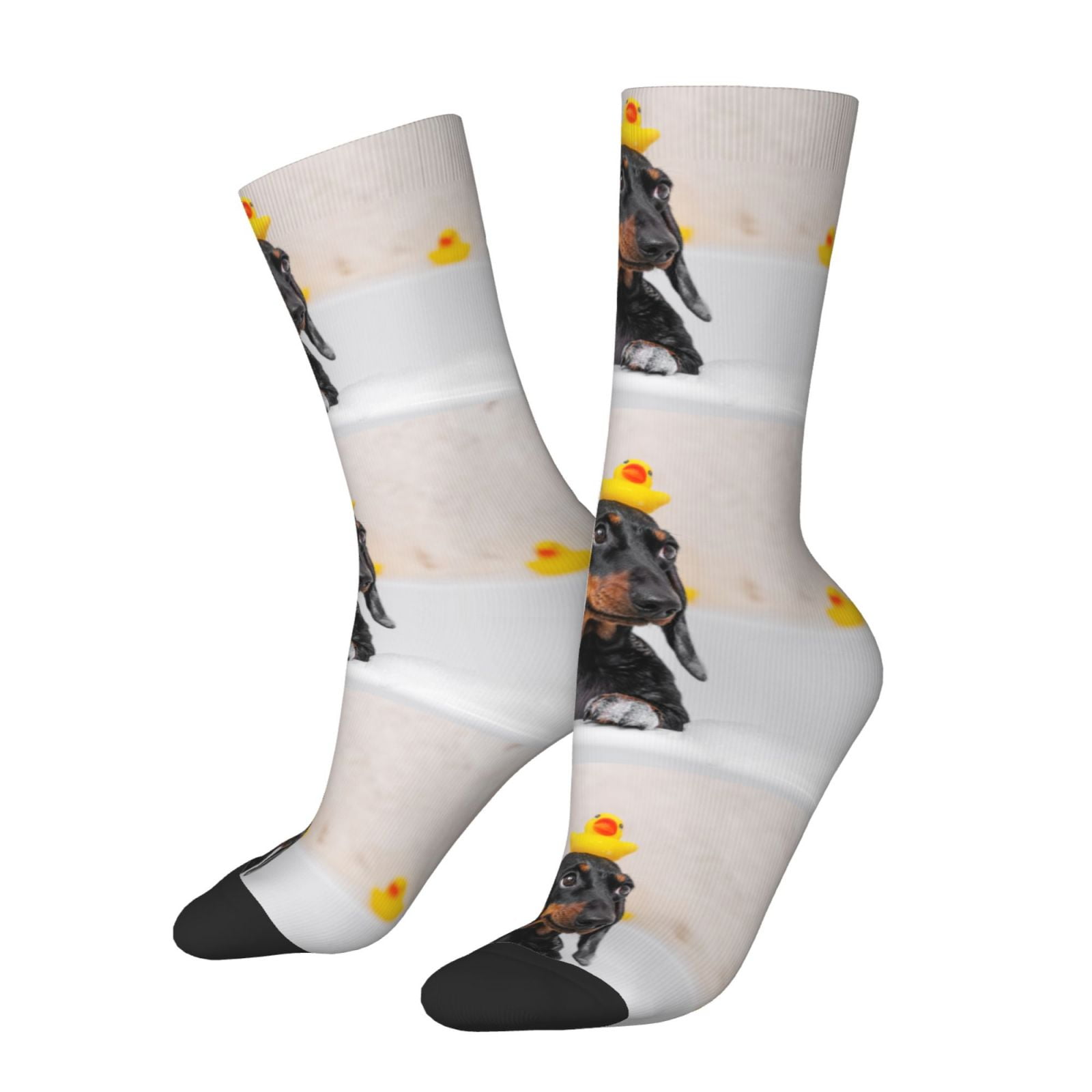 Derioi Dachshund Sitting in Bathtub Printed Middle Tube Socks for ...