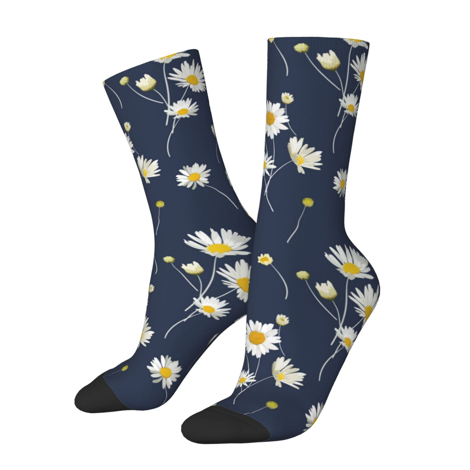 Derioi Daisies Flowers Printed Middle Tube Socks for Adults for Women ...