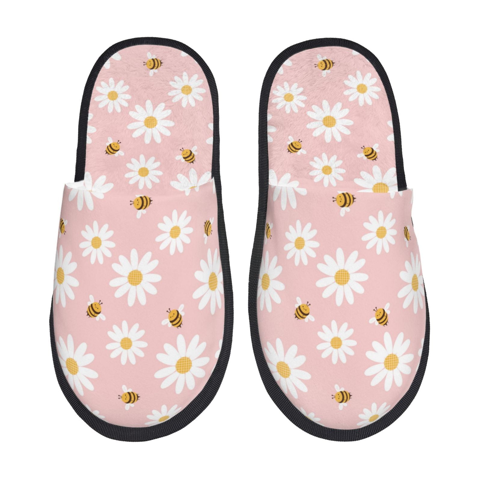 Derioi Daisy And Bee for Slippers Indoor Outdoor Anti-Skid Warm Cozy ...
