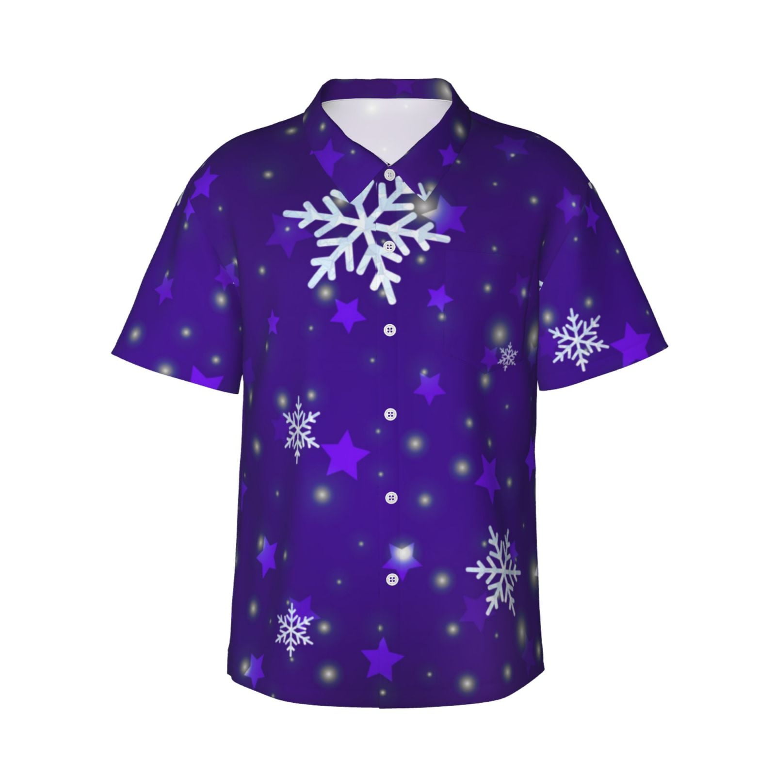 Derioi Dark Purple Snowflakes for Hawaiian Shirt for Men Casual Button ...