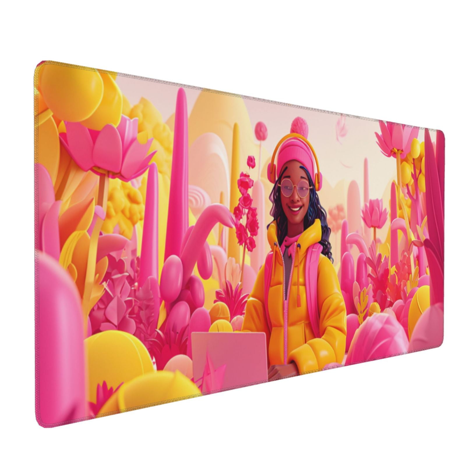 Derioi Digital Nomad Pink Landscape for Large Non-Slip Gaming Mouse Pad ...