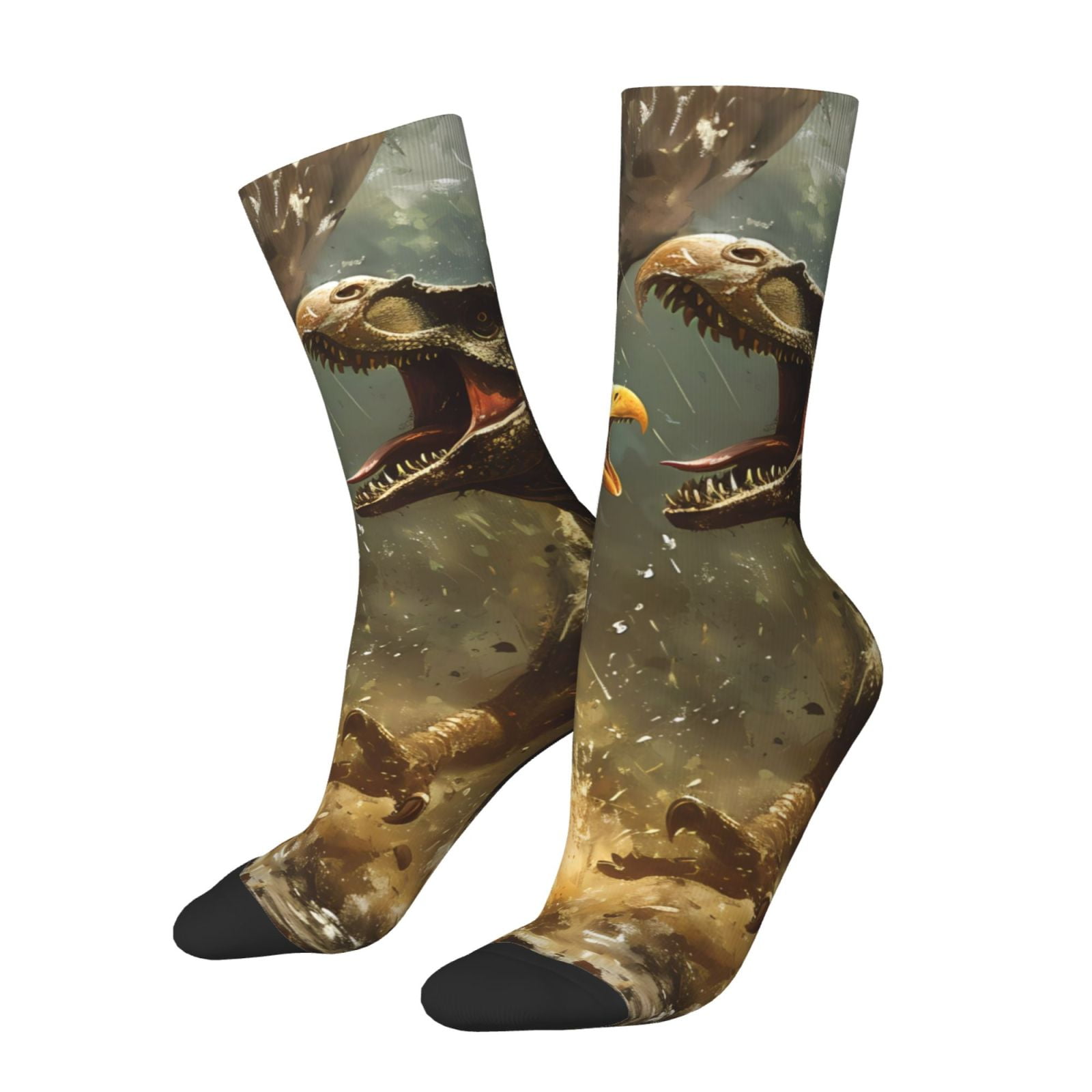 Derioi Dinosaur Bald Eagle Printed Middle Tube Socks for Adults for ...