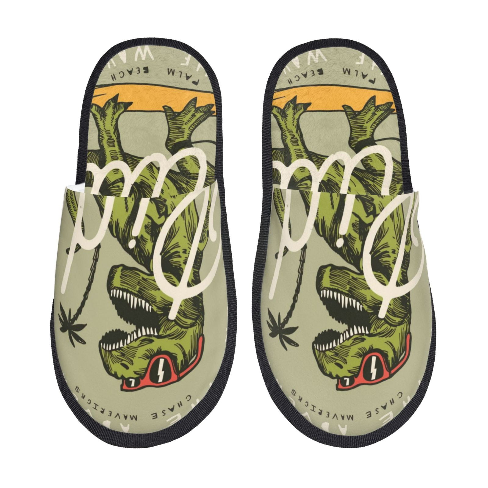 Derioi Dinosaur for Slippers Indoor Outdoor Anti-Skid Warm Cozy Slide ...