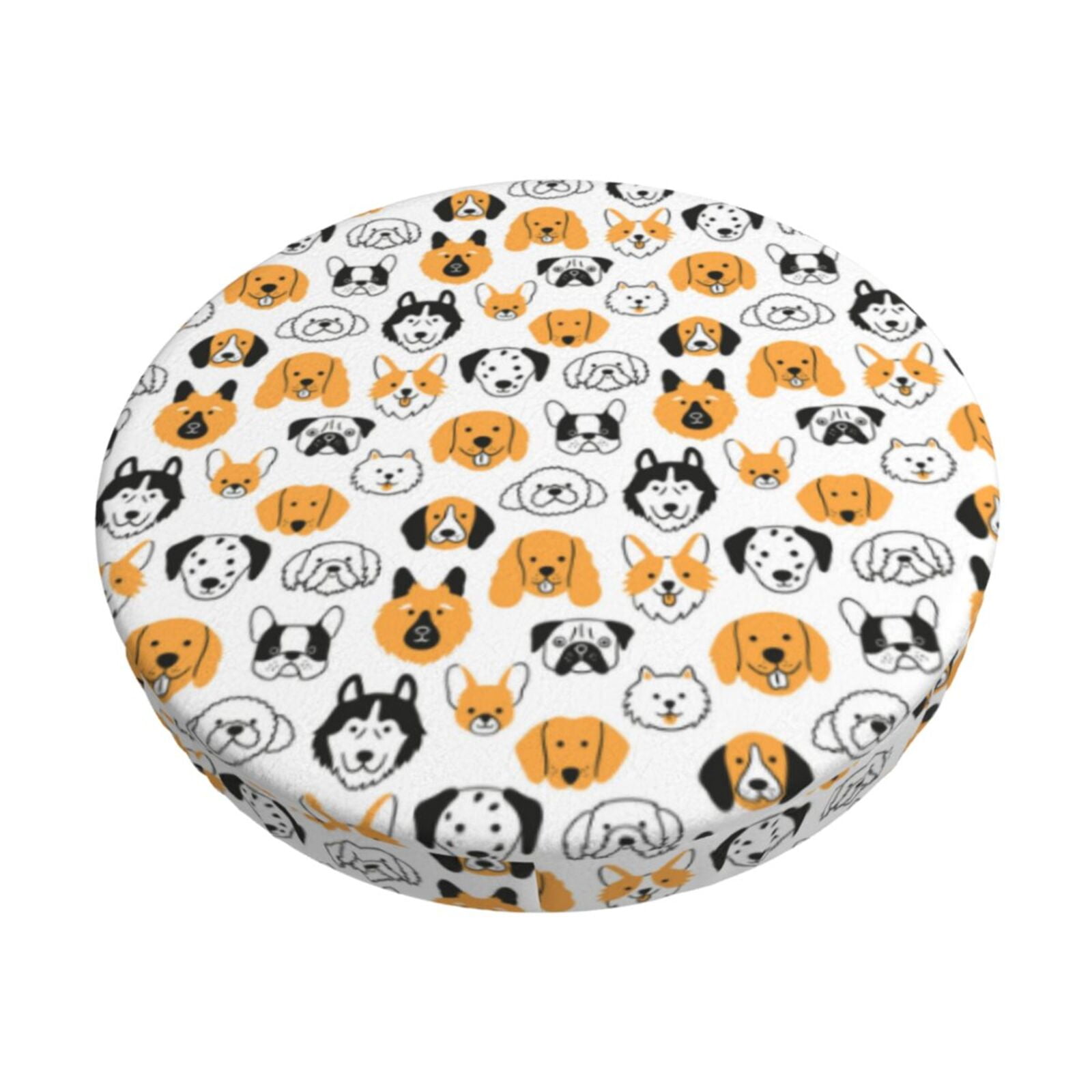 Derioi Dog Faces for Round Bar Chair Cushion Cover Round Stool Cover ...