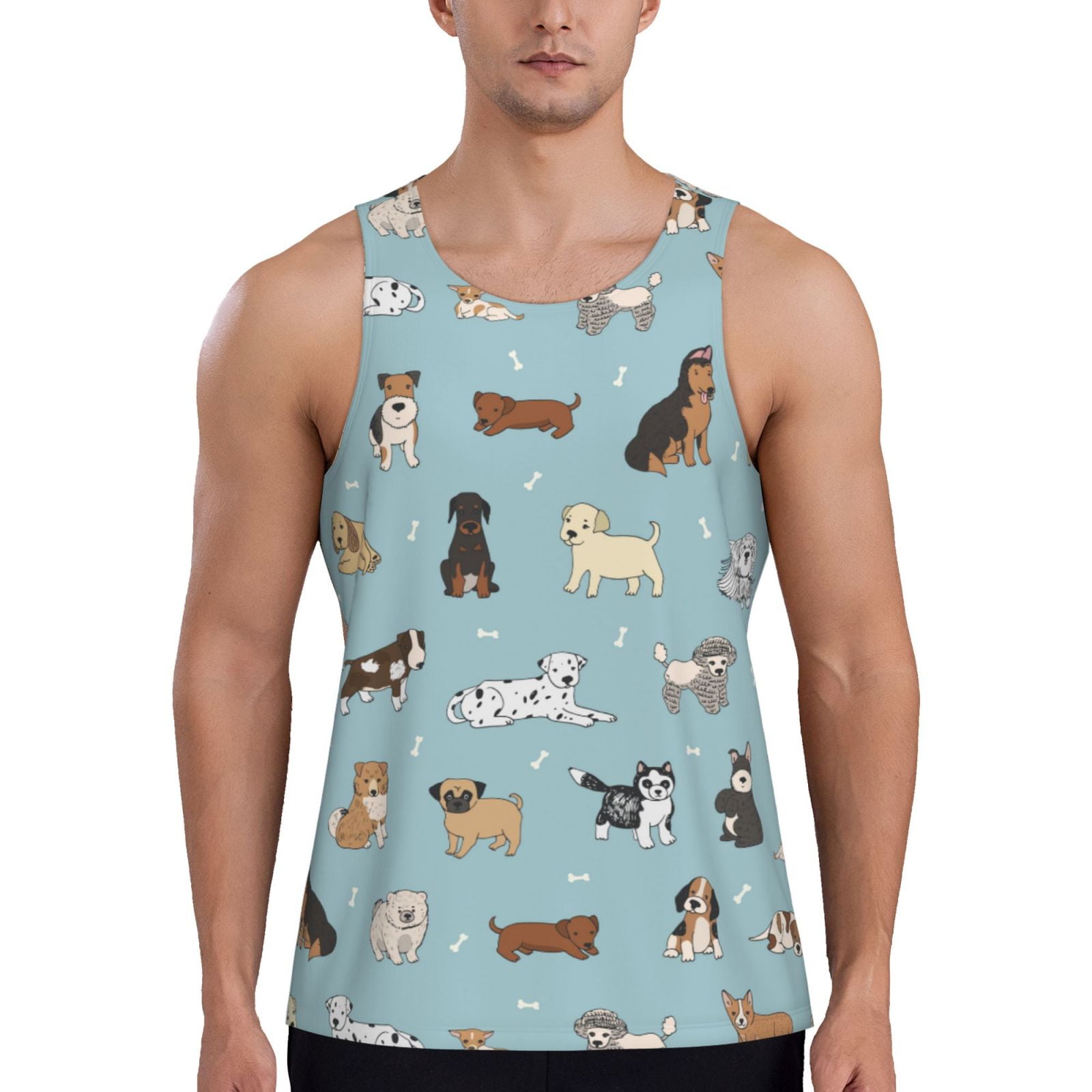 Derioi Dog Pets for Men's Workout Tank Top Muscle Gym Shirt for Men-3X ...