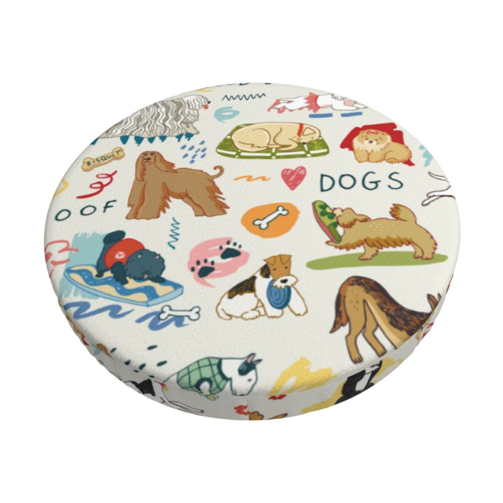 Derioi Dogs Funny Pets for Round Bar Chair Cushion Cover Round Stool ...