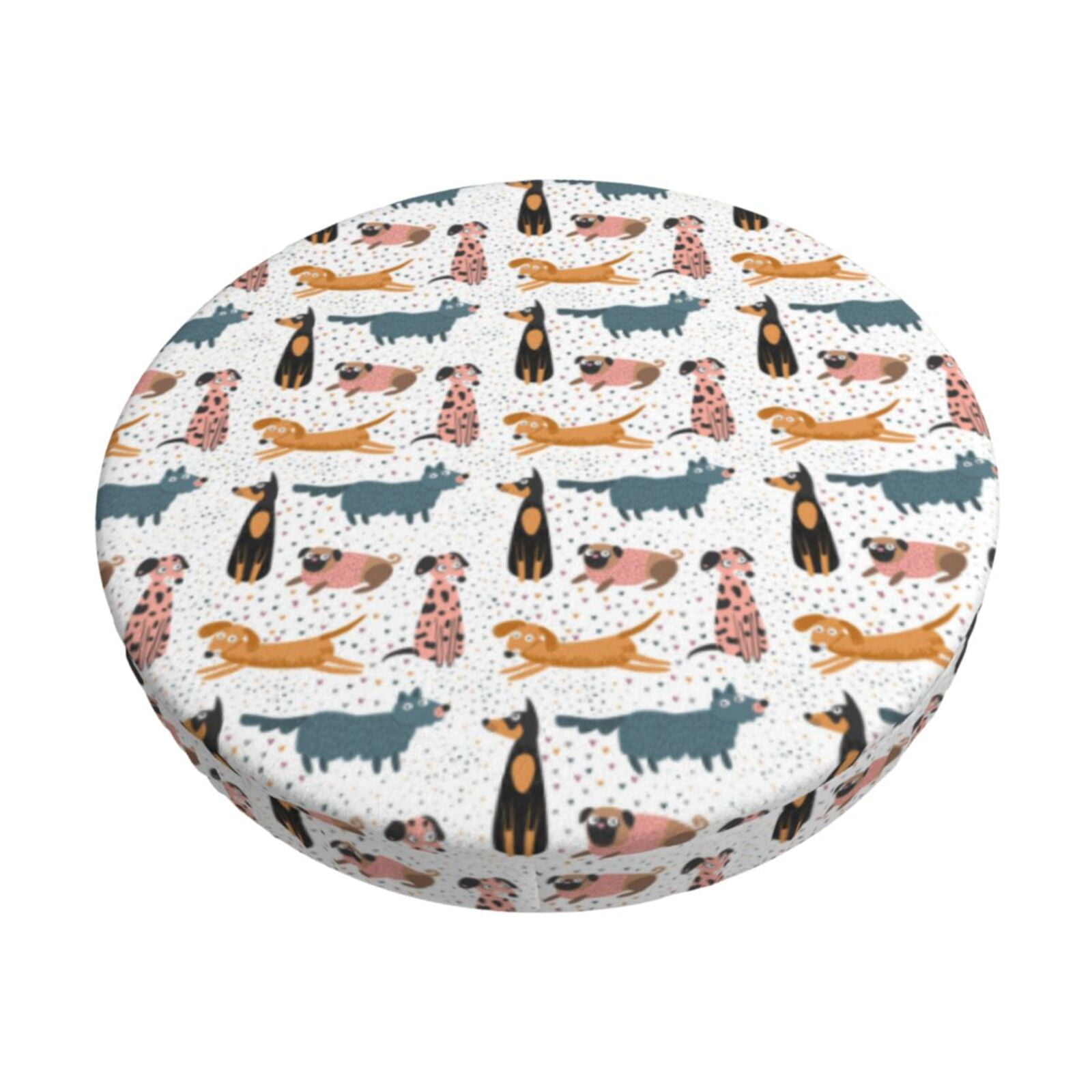 Derioi Dogs Pug for Round Bar Chair Cushion Cover Round Stool Cover ...