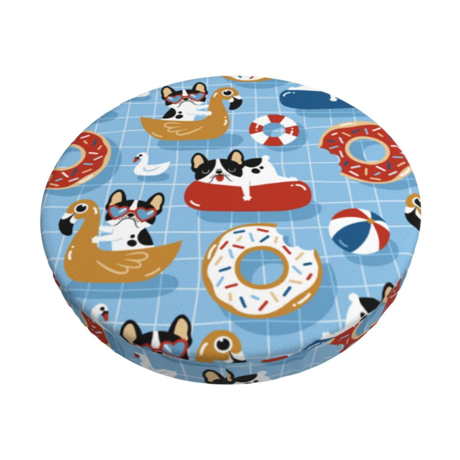 Derioi Dogs With Pool Floats for Round Bar Chair Cushion Cover Round ...