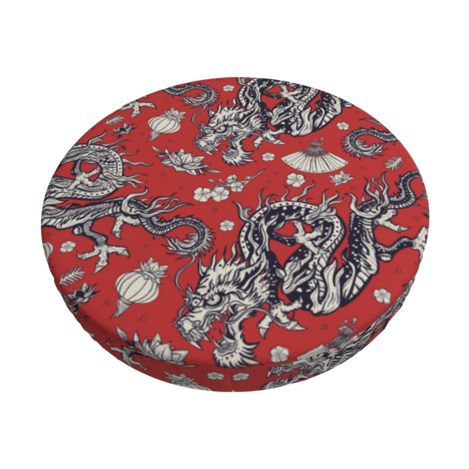 Derioi Dragons2 for Round Bar Chair Cushion Cover Round Stool Cover ...