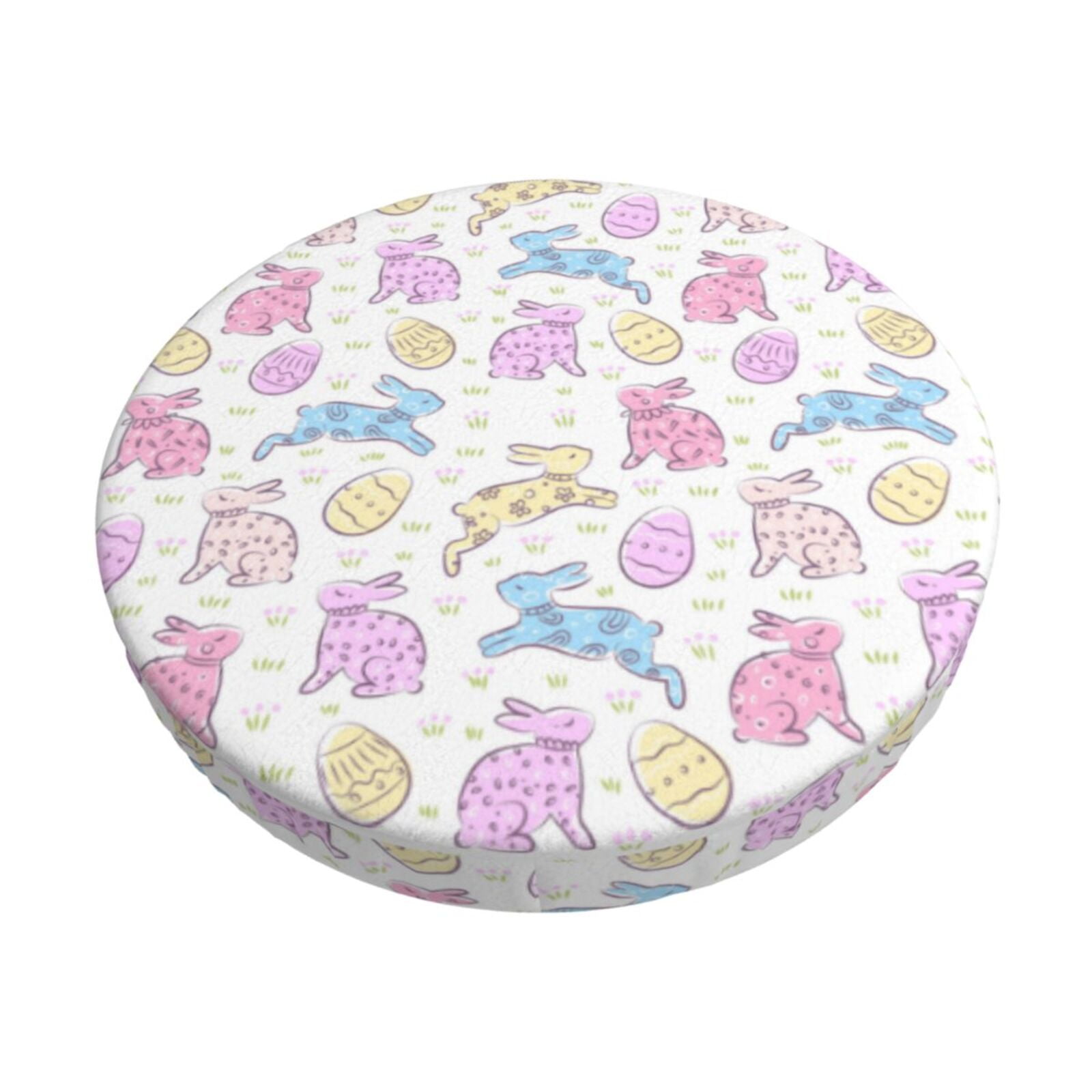 Derioi Easter Colorful Rabbit for Round Bar Chair Cushion Cover Round ...
