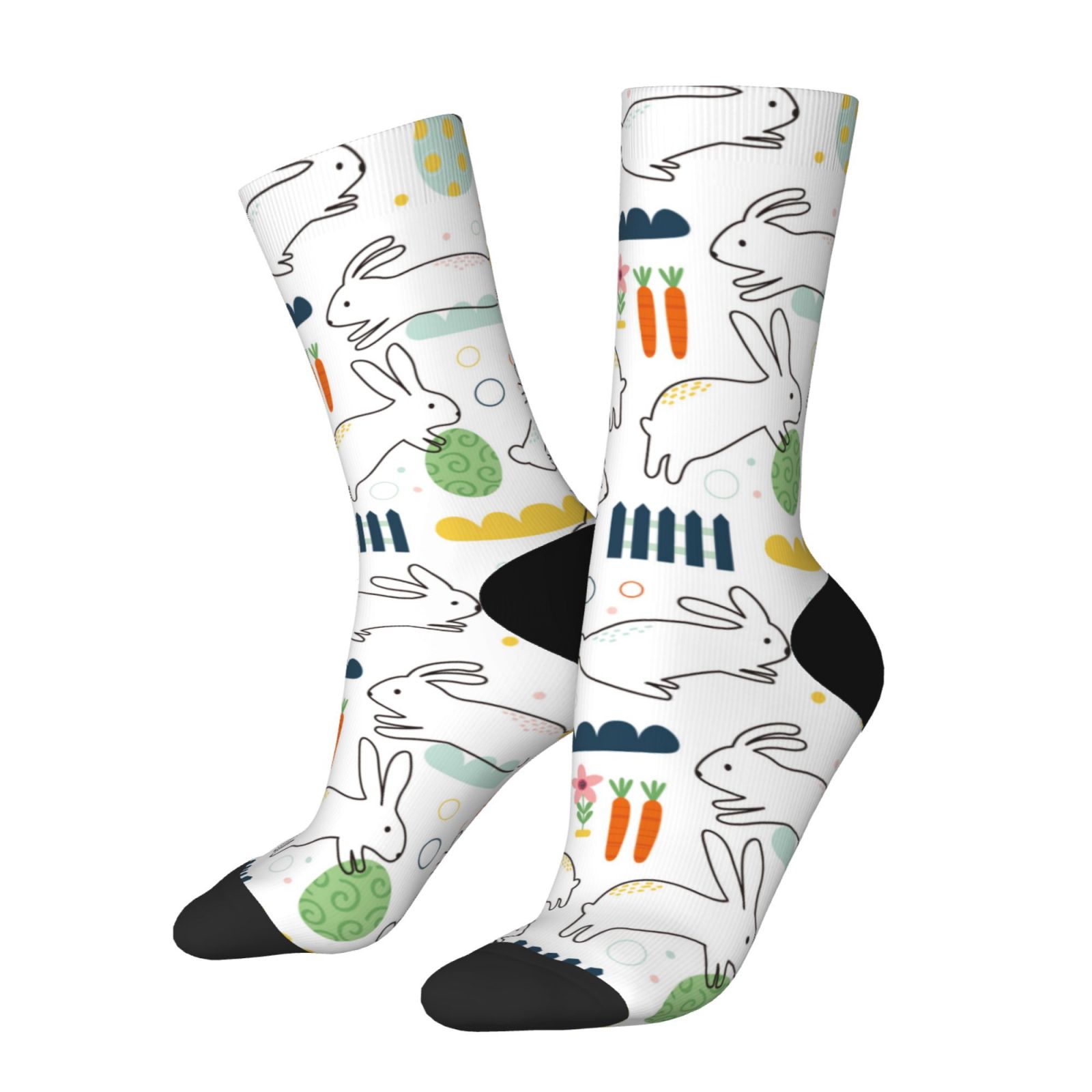 Derioi Easter Rabbit Printed Middle Tube Socks for Adults for Women ...