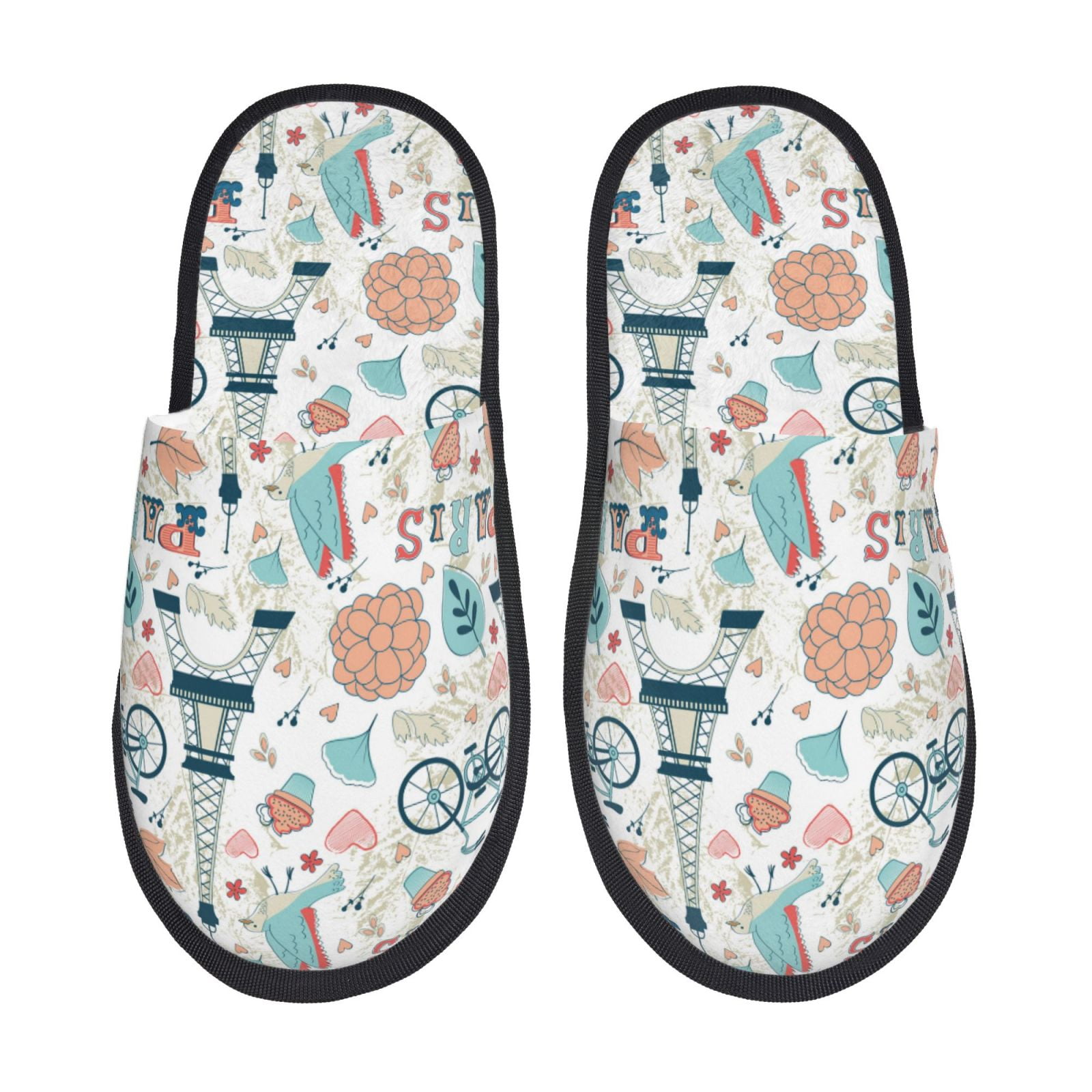 Derioi Eiffel Tower for Slippers Indoor Outdoor Anti-Skid Warm Cozy ...