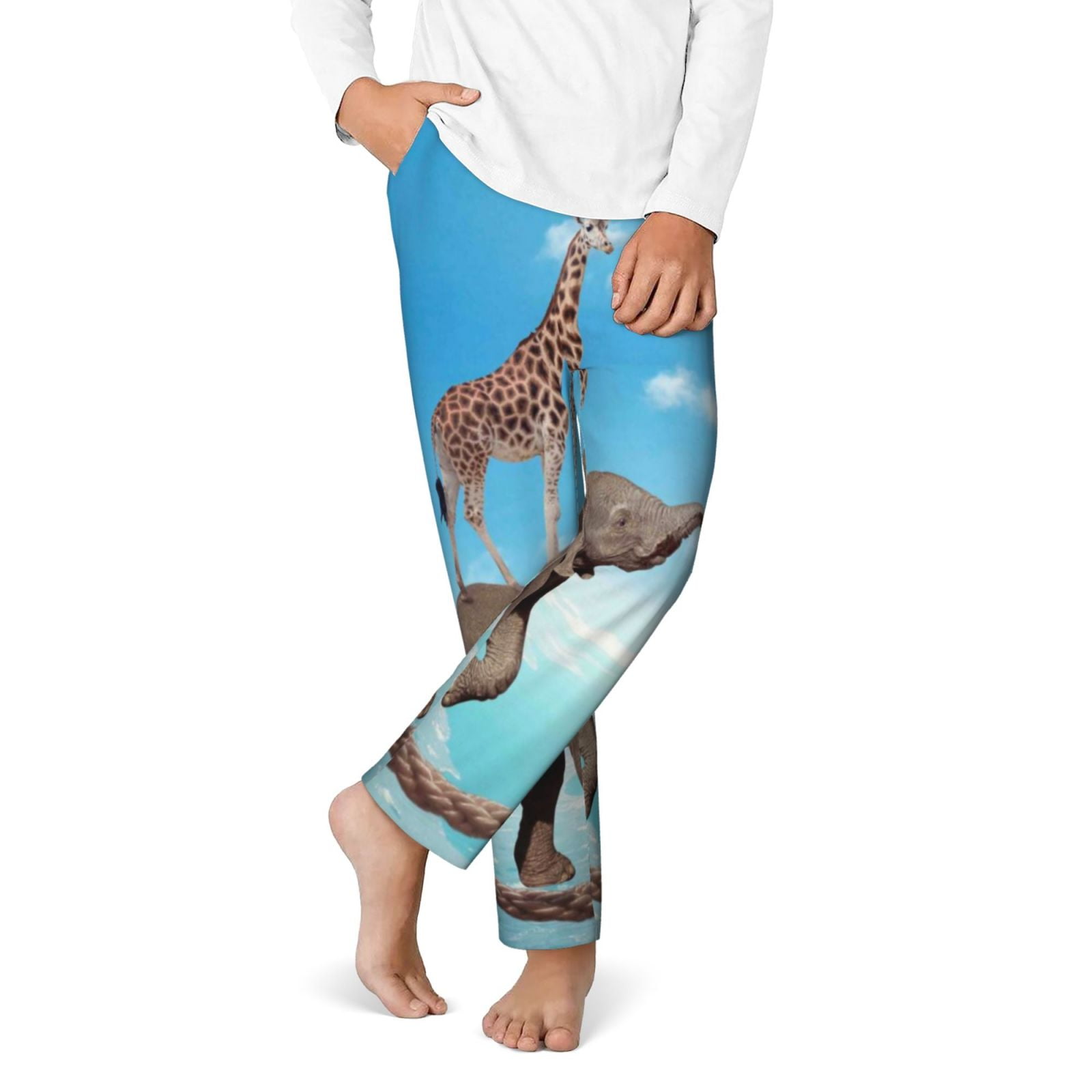 Derioi Elephant Giraffe for Pajama Pants Men Elastic Waistband Sleep Pajama Pant Pj Pants for ...