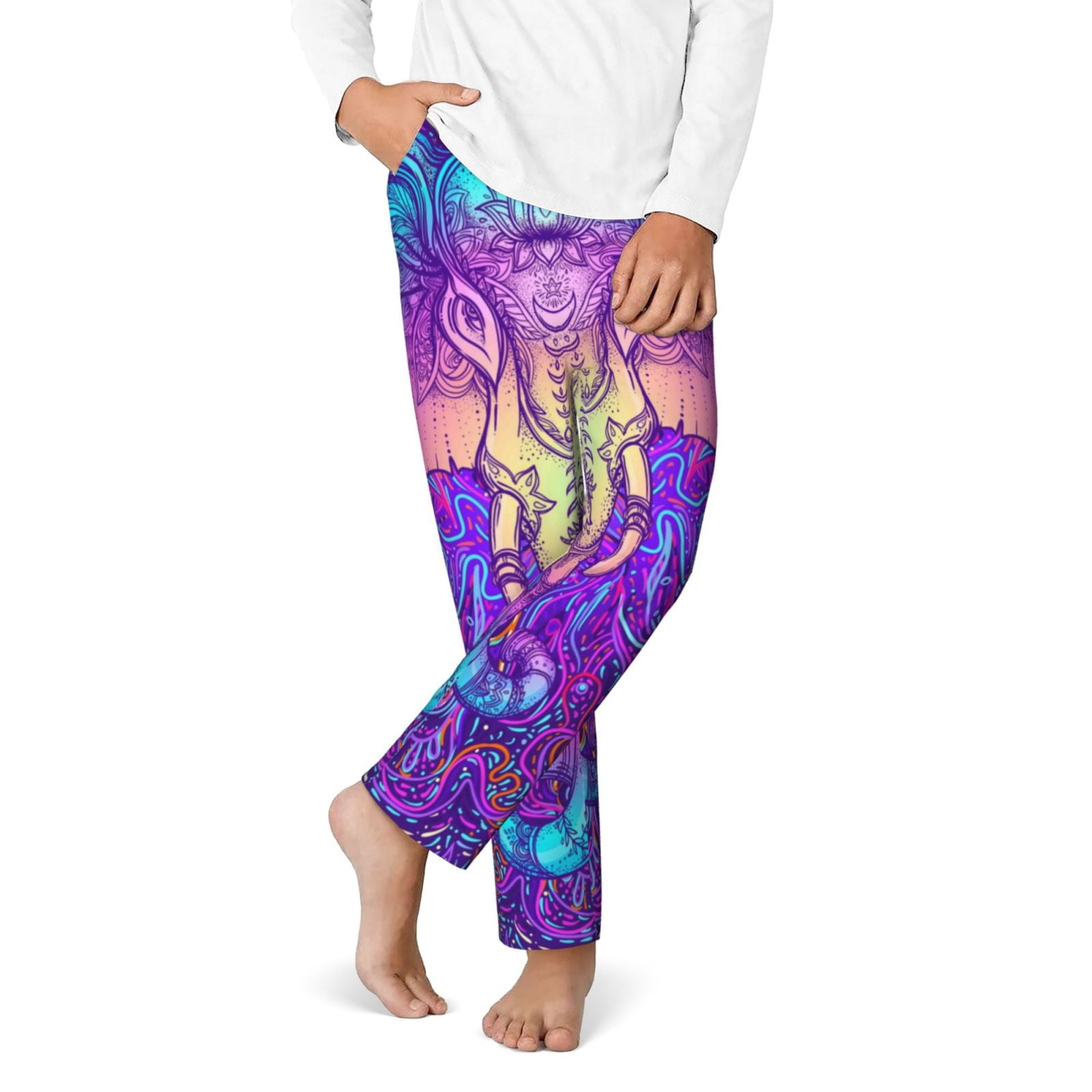 Derioi Elephant in Tribal Style for Pajama Pants Men Elastic Waistband ...