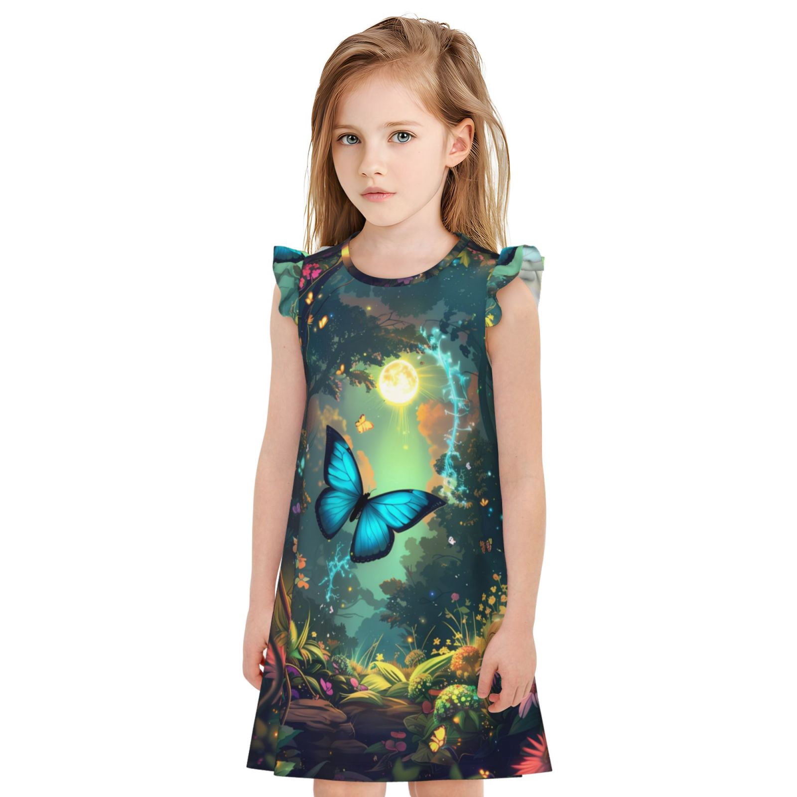 Derioi Enchanted Forest Butterfly A for Girls Nightgowns Night Dress ...