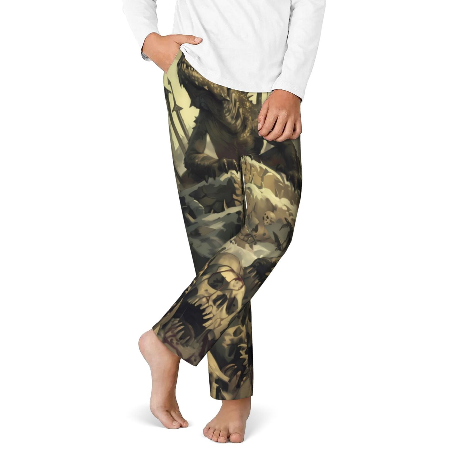 Derioi Epic Dragon Skull Scene for Pajama Pants Men Elastic Waistband ...