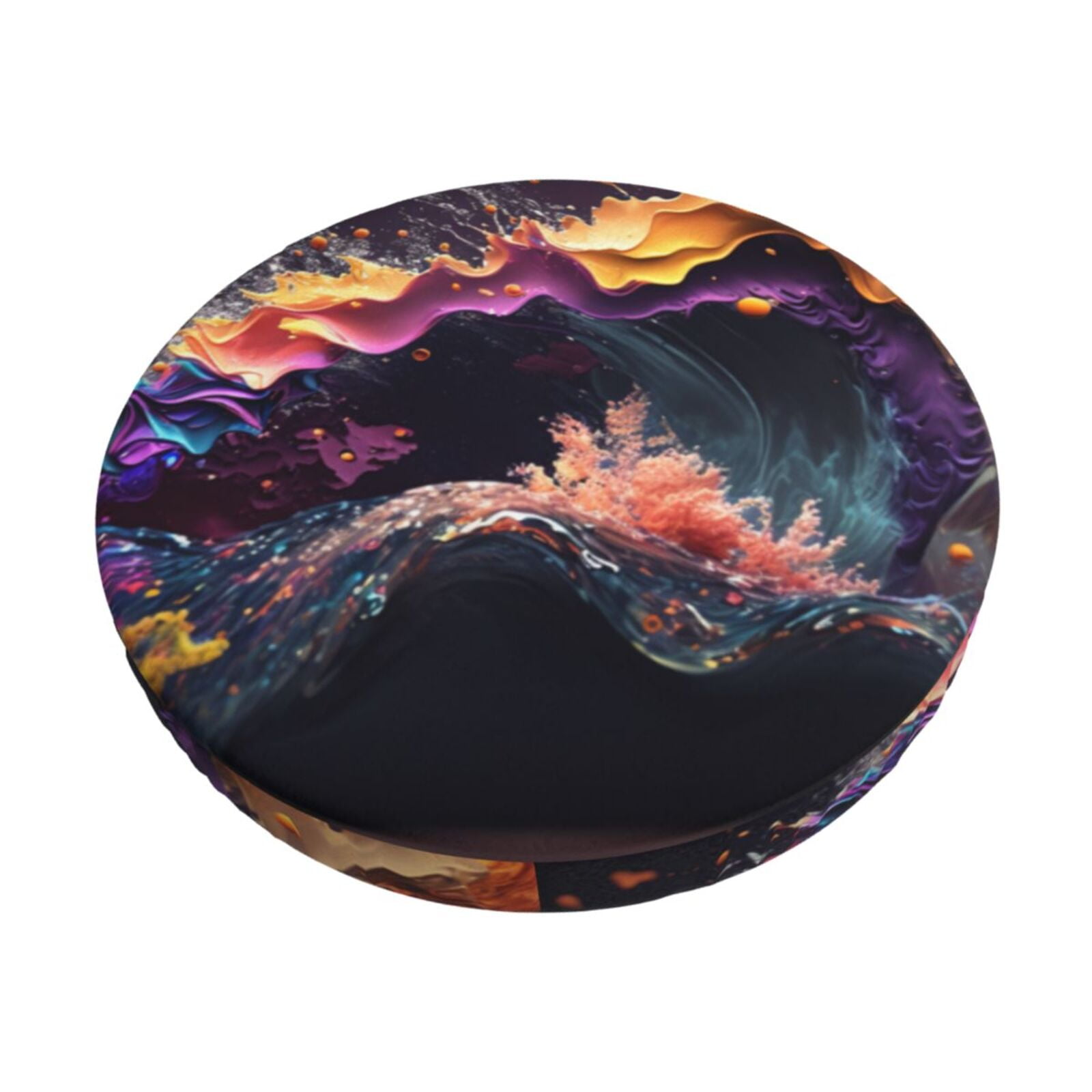 Derioi Explosive Fluid Splash Art for Round Bar Chair Cushion Cover ...
