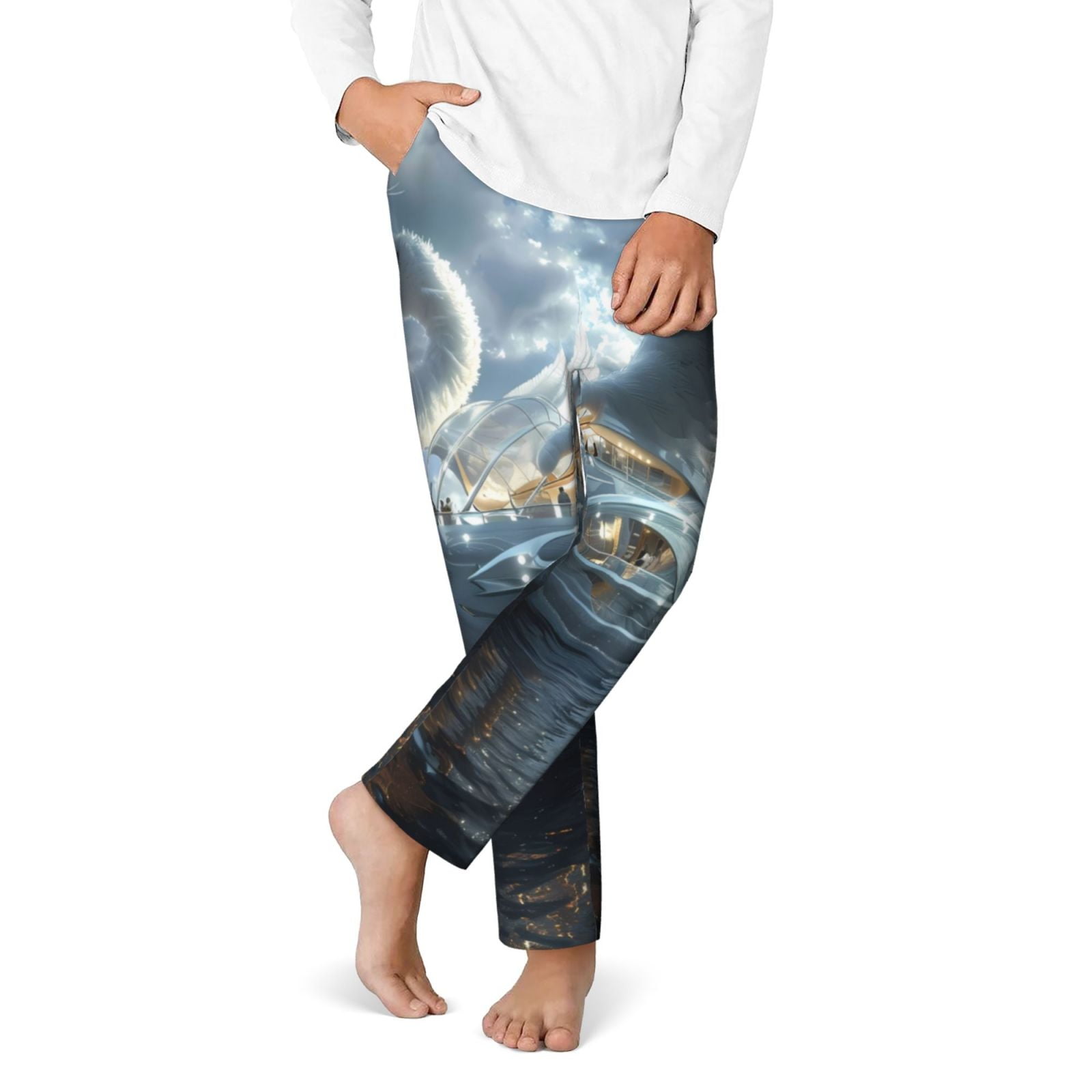 Derioi Fantasy Swan Yacht Design for Pajama Pants Men Elastic Waistband ...