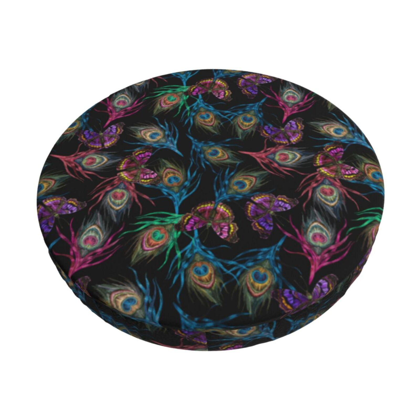 Derioi Feathers And Butterflies for Round Bar Chair Cushion Cover Round ...