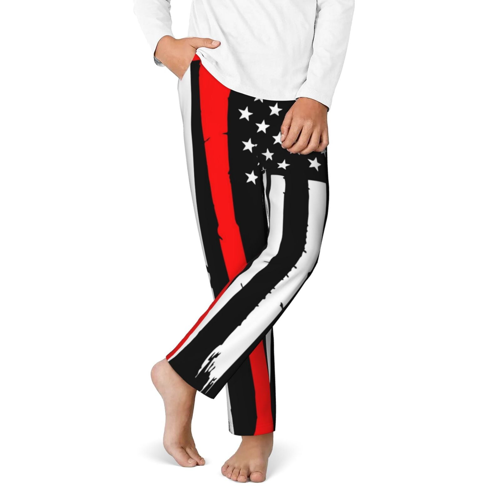 Derioi Firefighters USA Flag for Pajama Pants Men Elastic Waistband ...