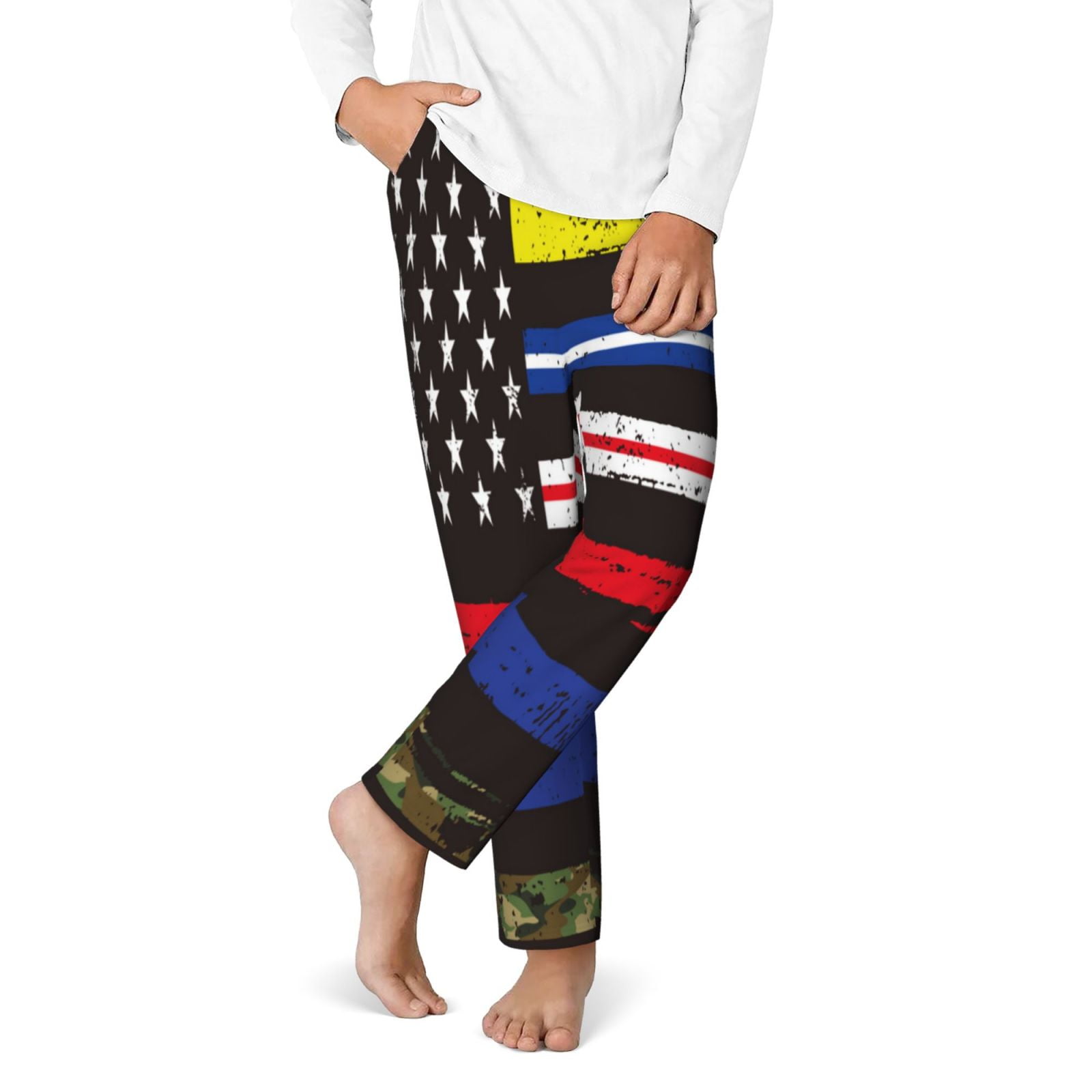 Derioi First Responder American Flag for Pajama Pants Men Elastic ...