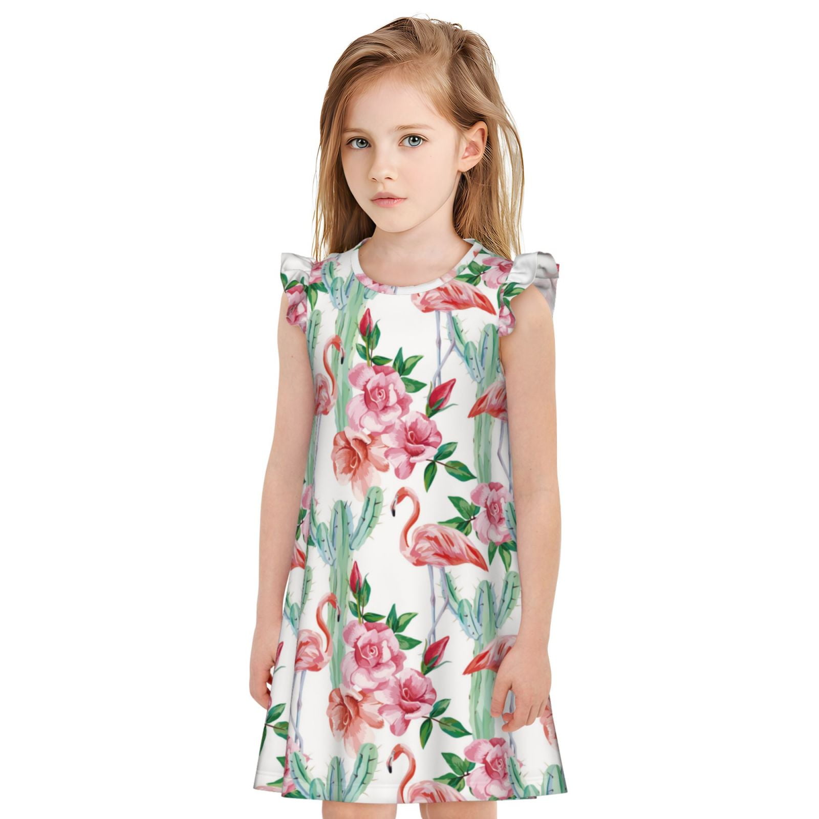 Derioi Flamingo Flower for Girls Nightgowns Night Dress Sleepwear ...