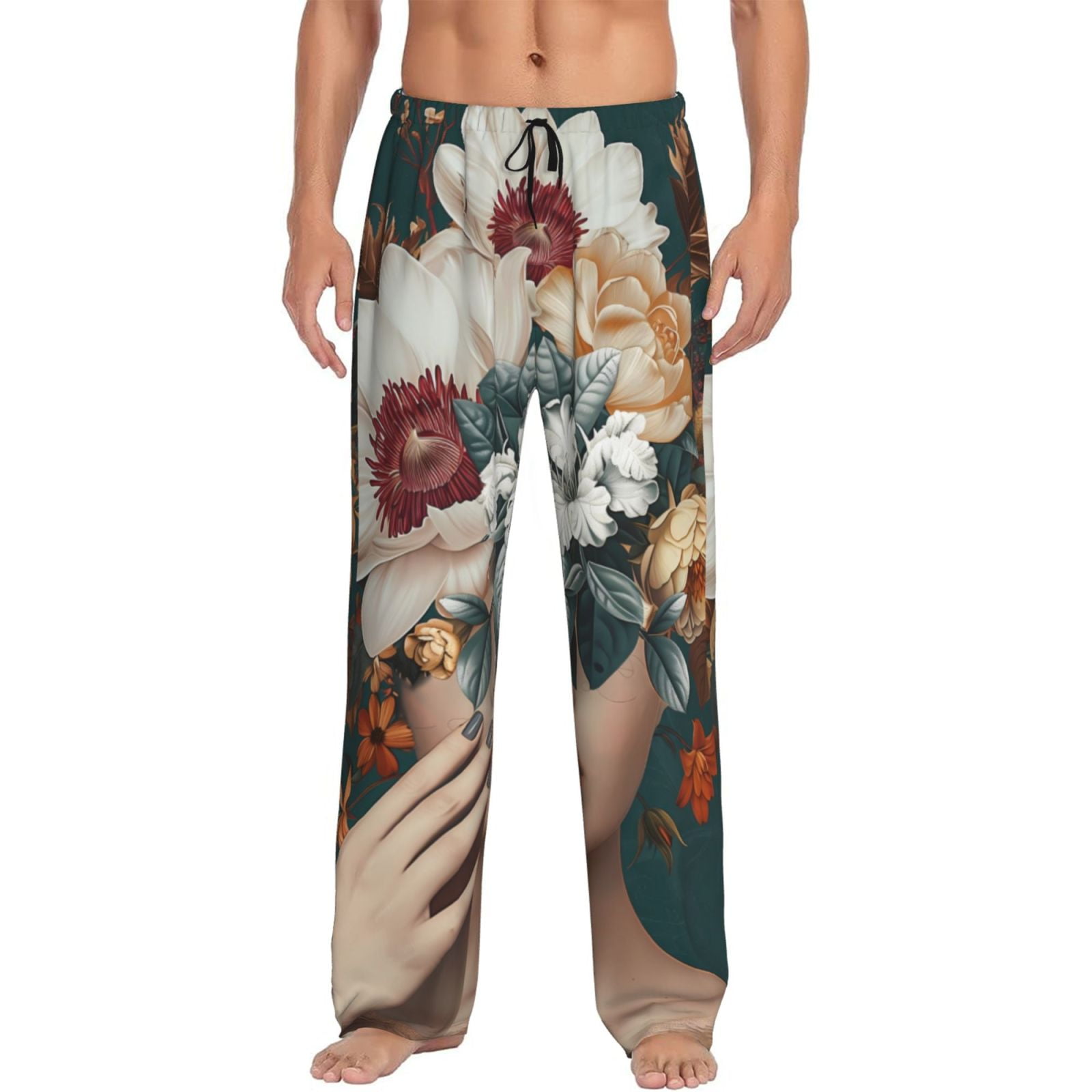 Derioi Floral Head Dreamscape for Men's Pajama Pants with Pockets and Drawstring Lounge Pants ...